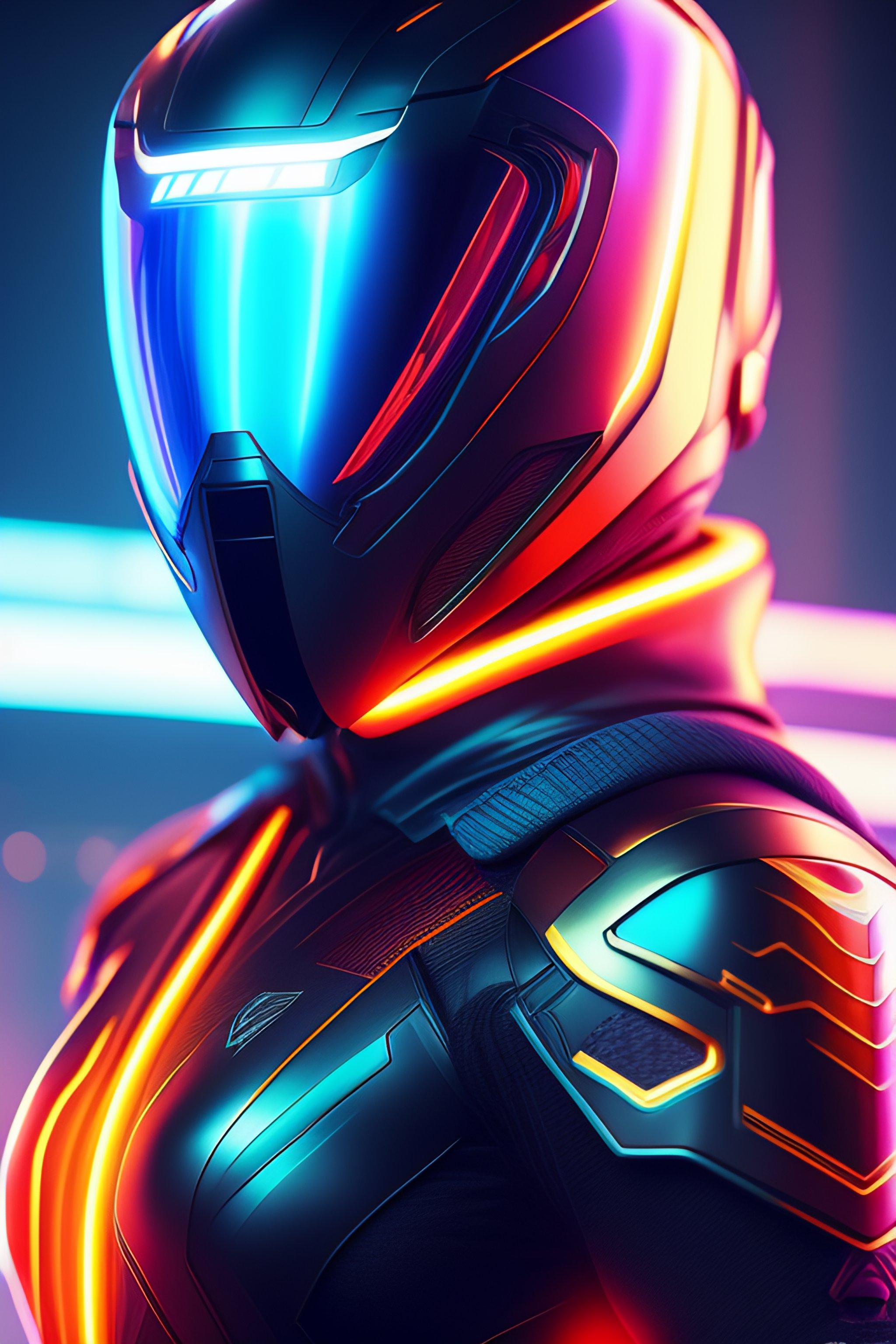 Lexica - Super hero pose, tech wear, futuristic helmet, visor, glowing ...