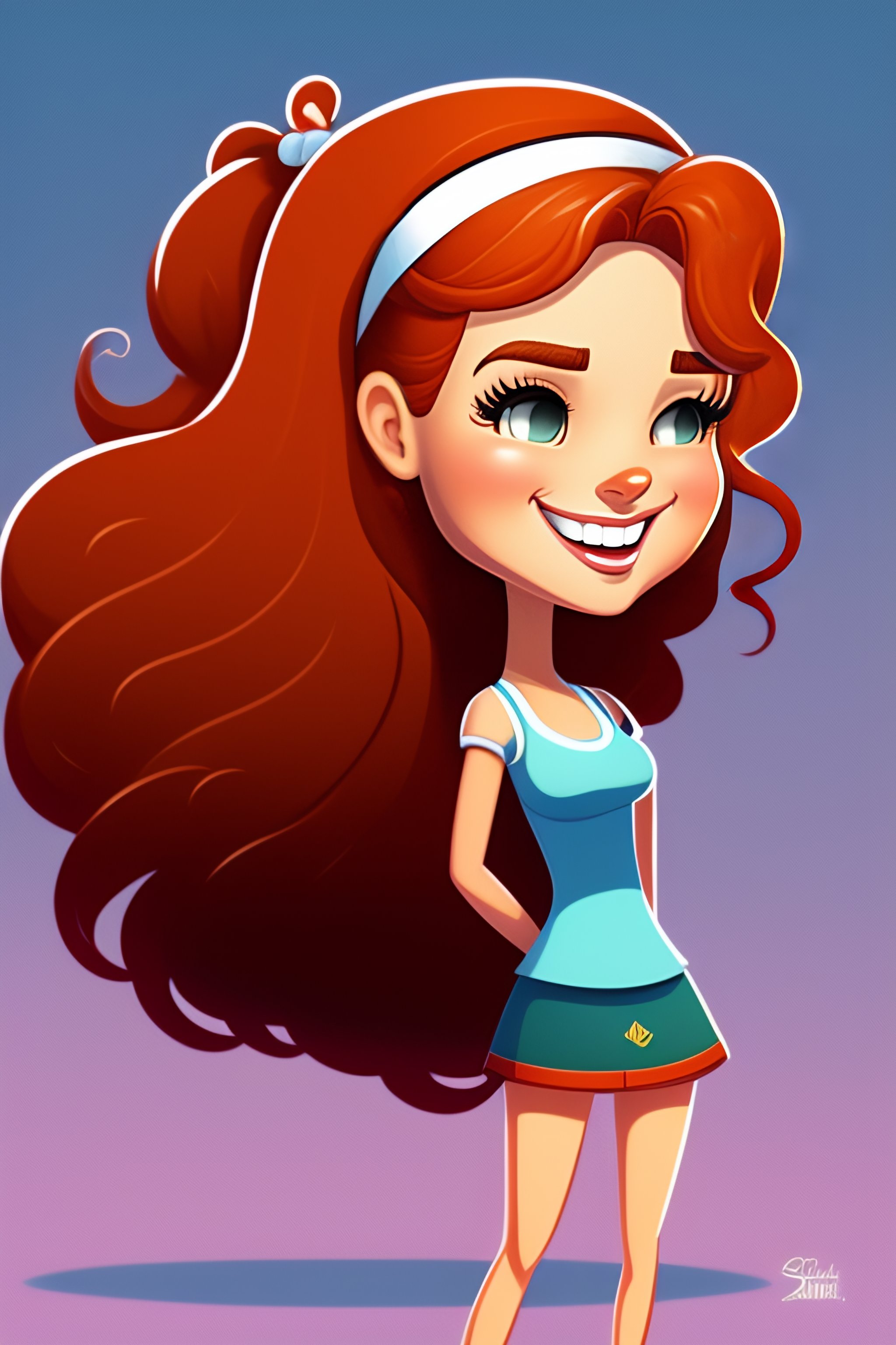 Lexica - Cartoon drawing of a cheerful redhaired girl as a stick figure ...