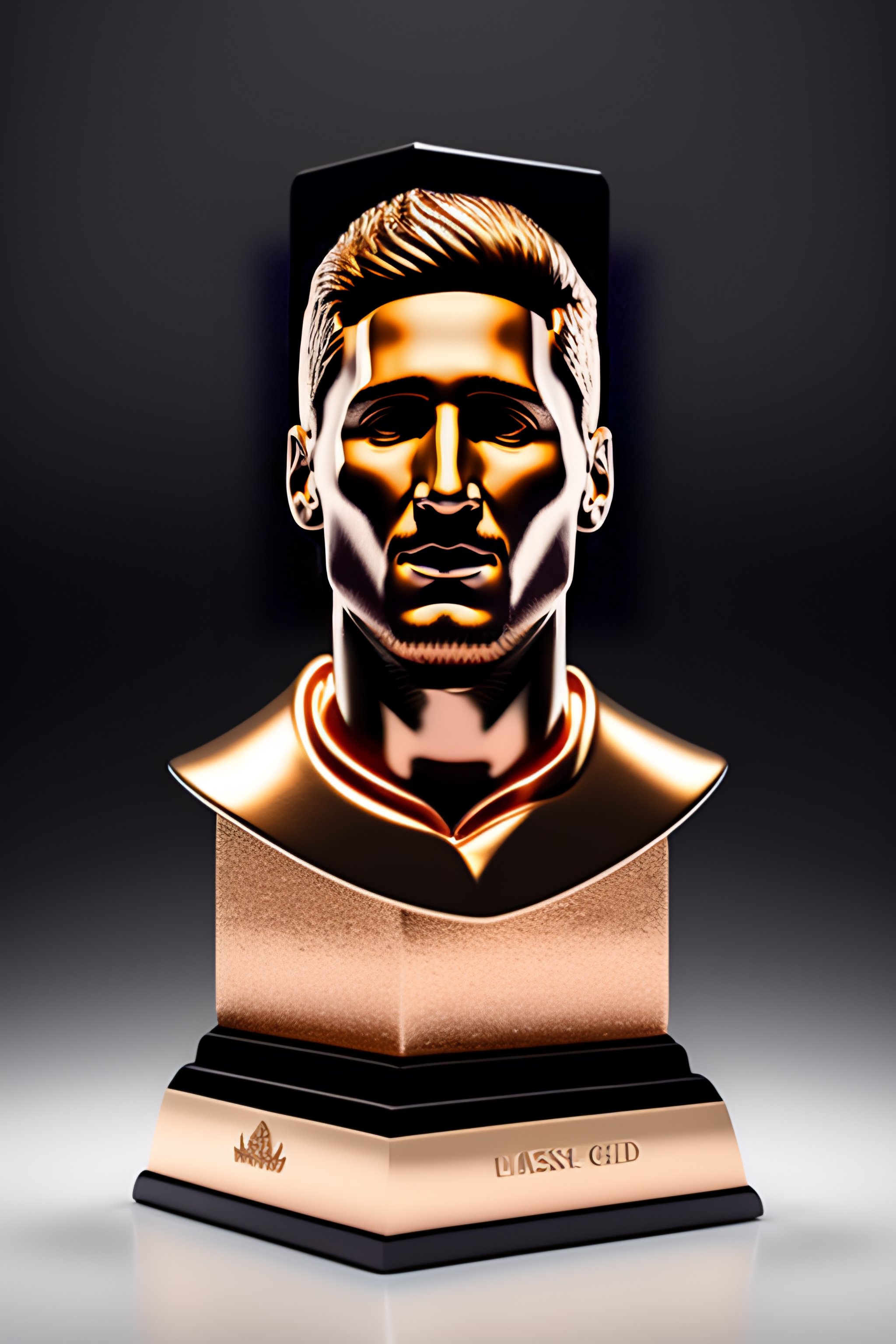 Lexica - Create a carved Trophy of messi with black eye unside and ...