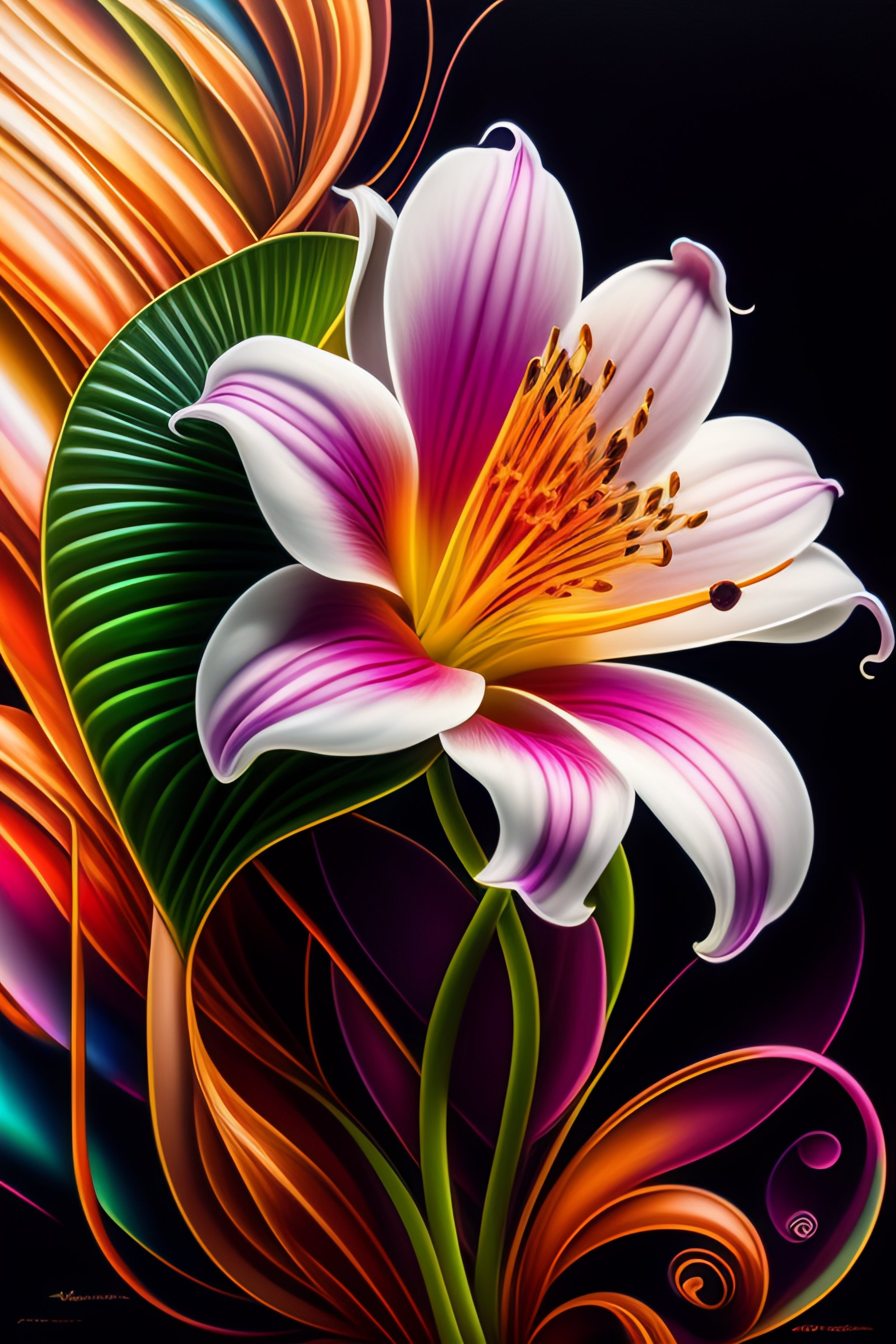 Lexica - Fine art graffiti, hyperdetailed, lily, Japanese, kolmogorov ...