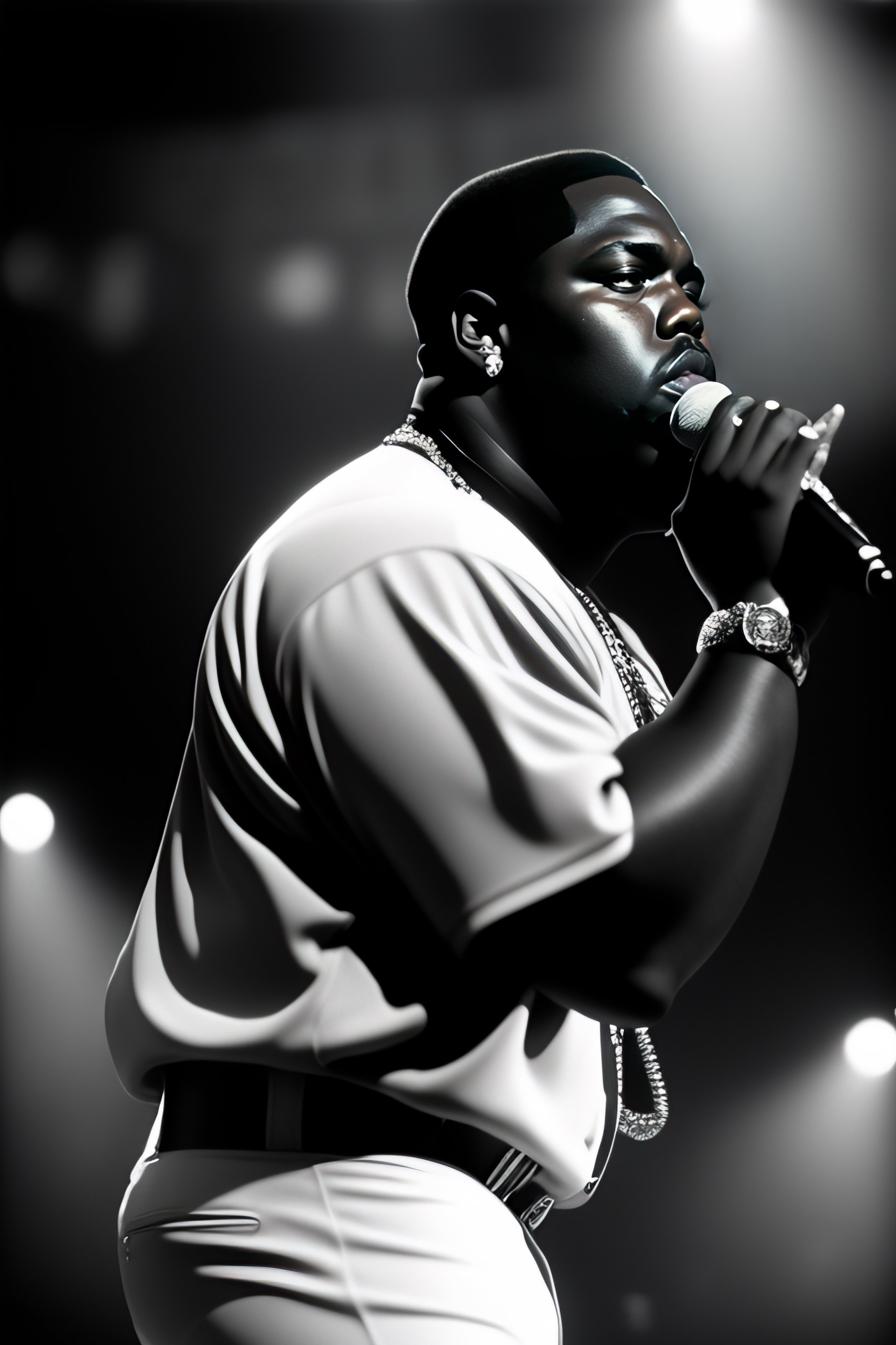 Lexica - Photograph, half body shot, portrait of the notorious b. i. g ...