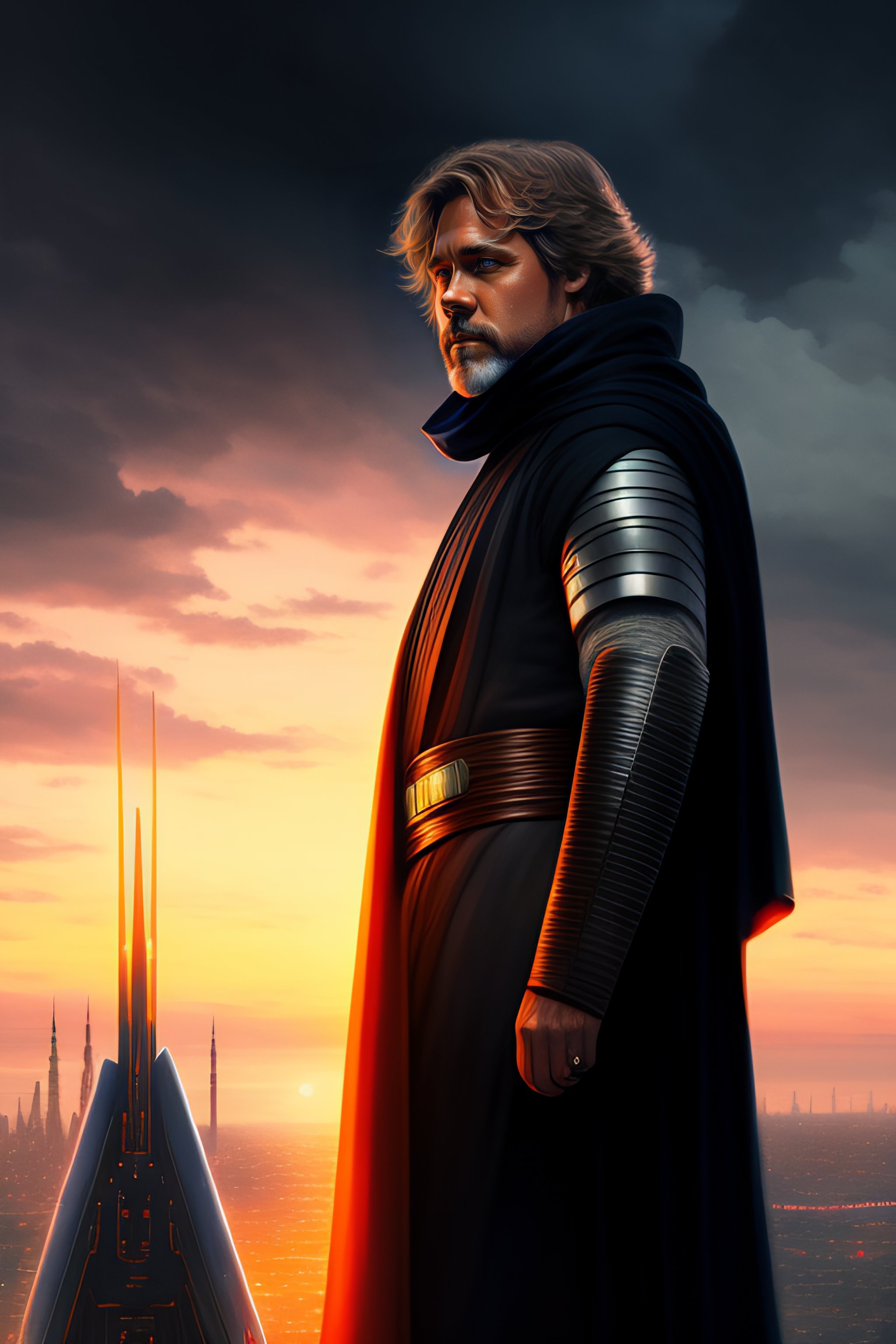 Lexica - Portrait of luke skywalker wearing a black jedi tunic on a ...
