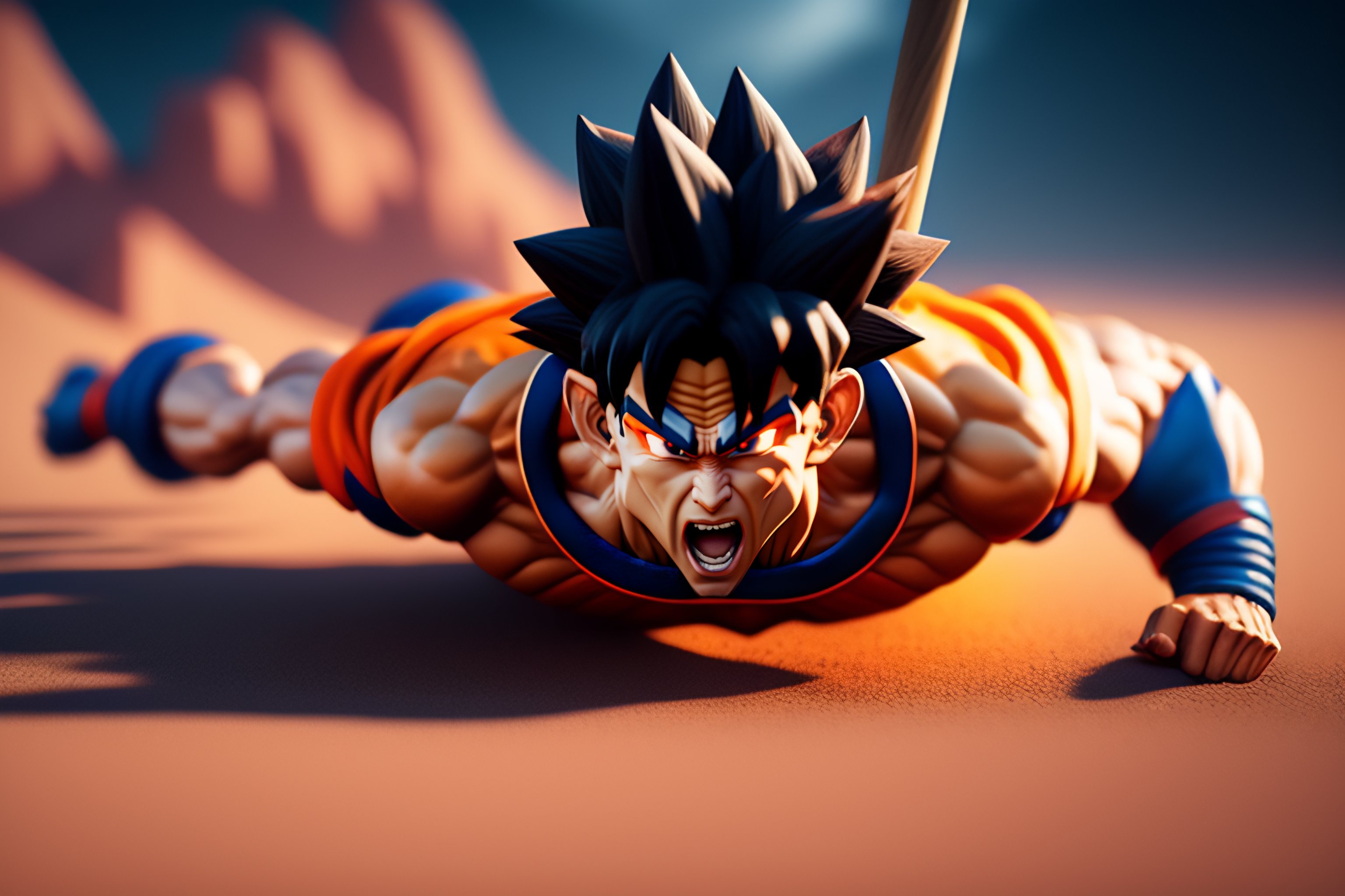Lexica - Goku pushups on a stick, manga, ultra realistic, concept art ...
