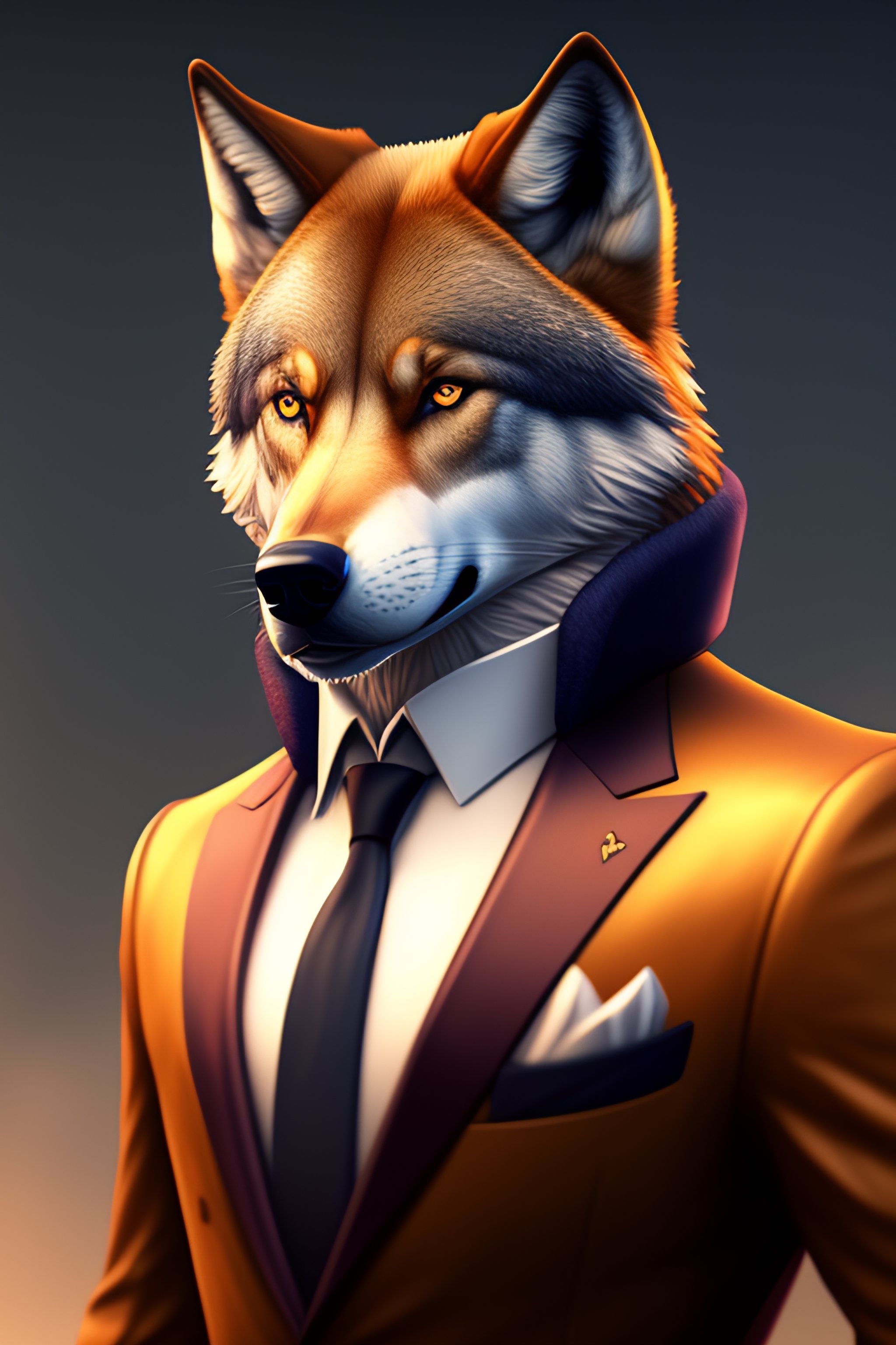 Lexica - Anthro furry humanoid wolf, three piece suit, checking watch ...