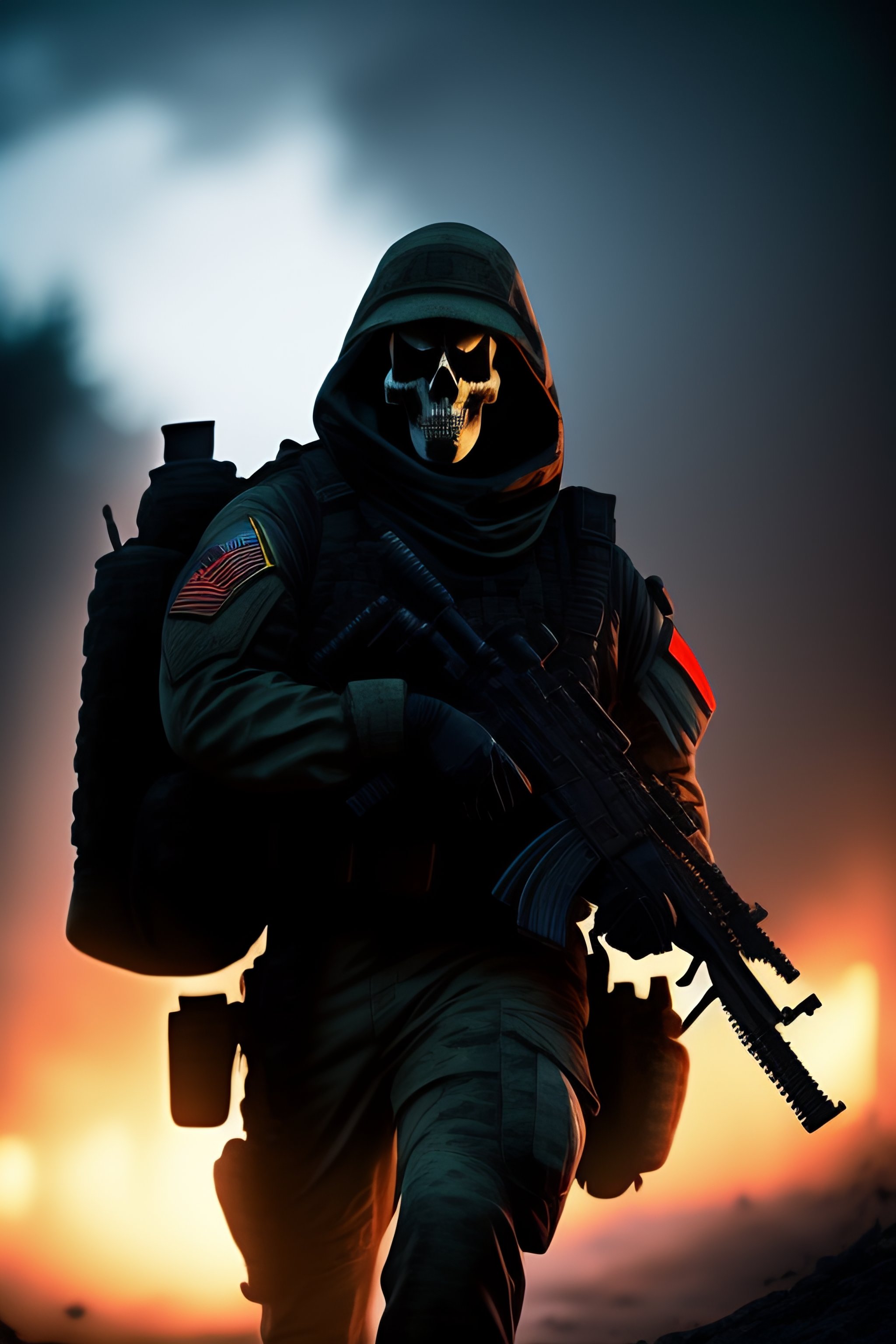 Lexica - A Call of duty game character Ghost wearing a skeleton mask at ...