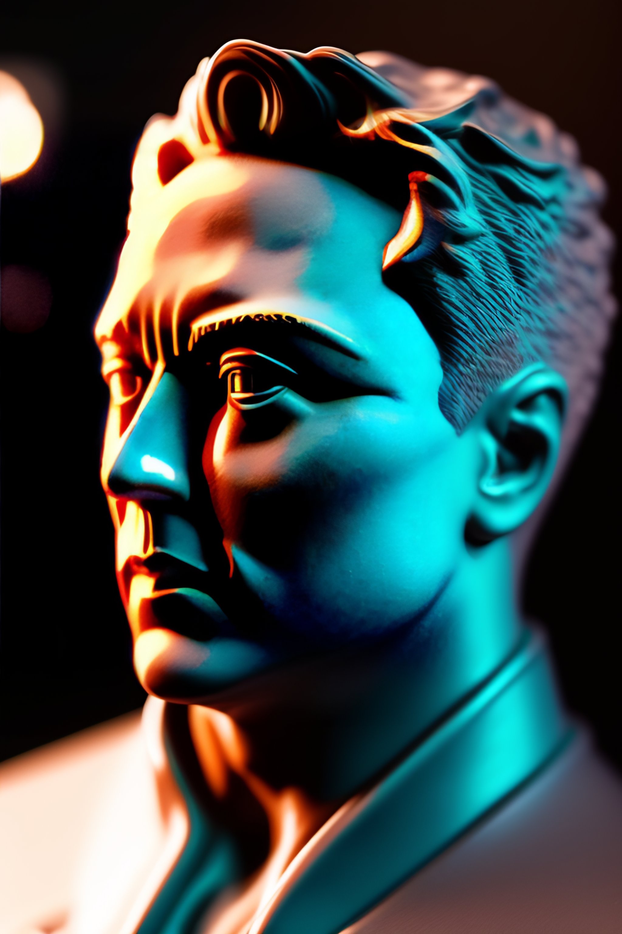 Lexica - A bust of elon musk made in clay. realistic. aquamarine ...
