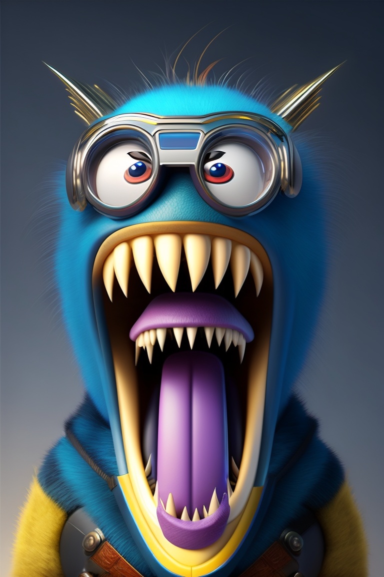 Lexica - A grotesque minion shrieking and gnashing its teeth, digital art