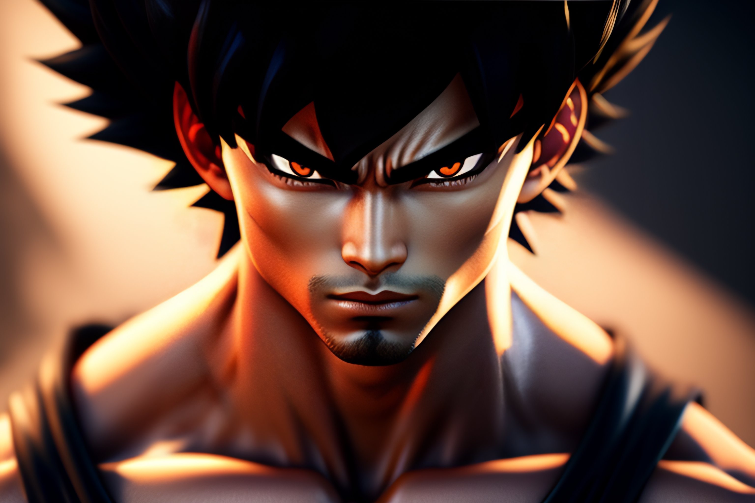 Lexica - Son Goku, ultra realistic photo; beautiful eyes, with a ...