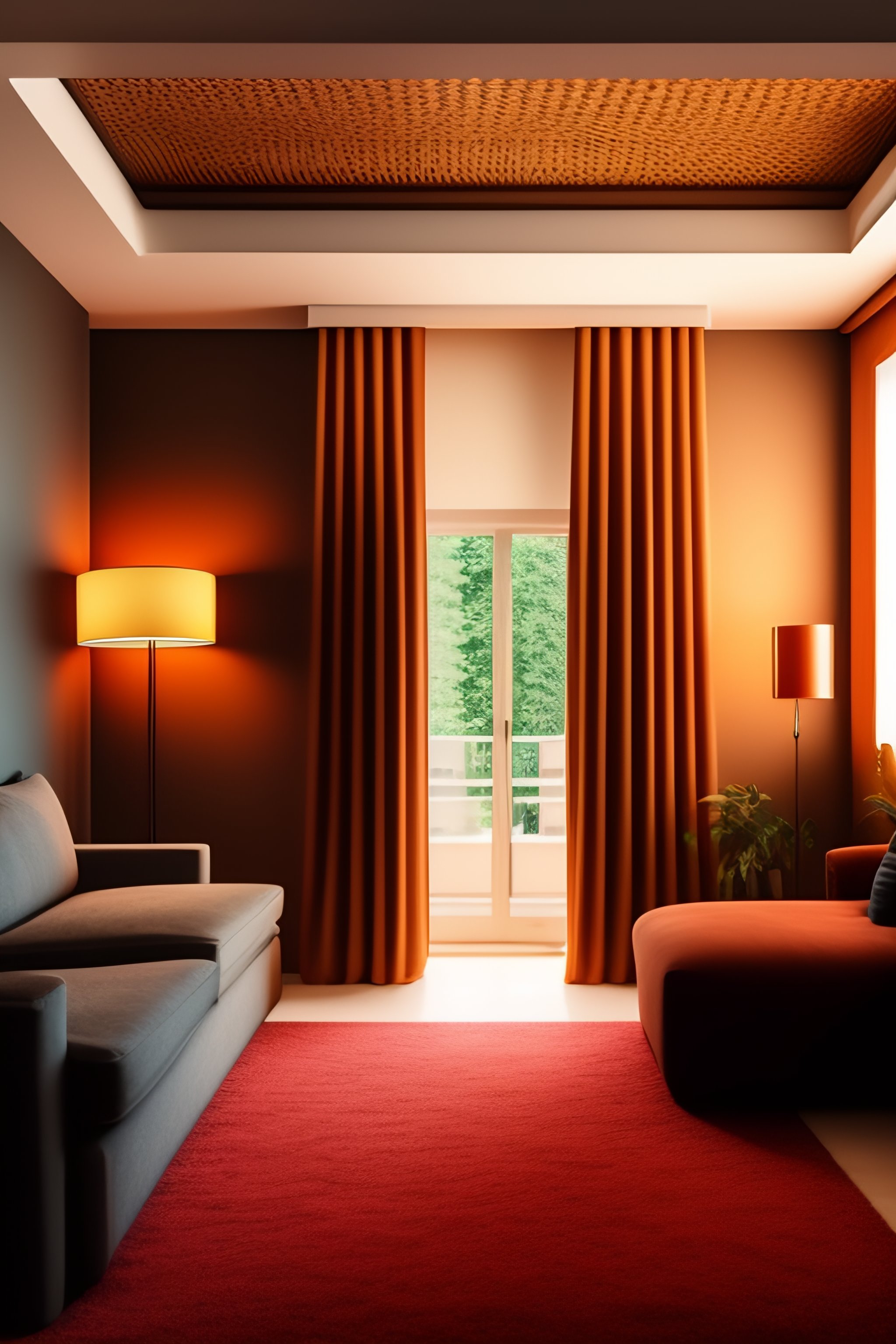 Lexica - Crowded room with entrances that have curtains in the left and ...