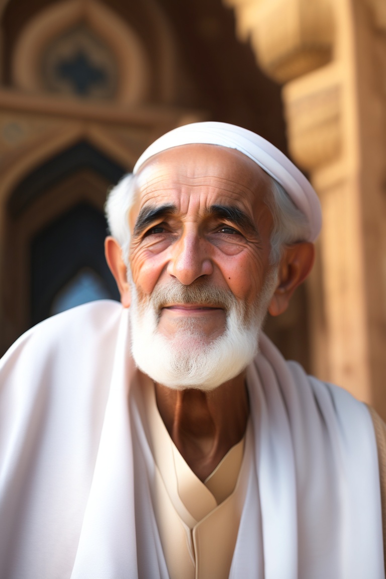 Lexica - An elderly man, Arabic and Muslim, bears the signs of piety ...