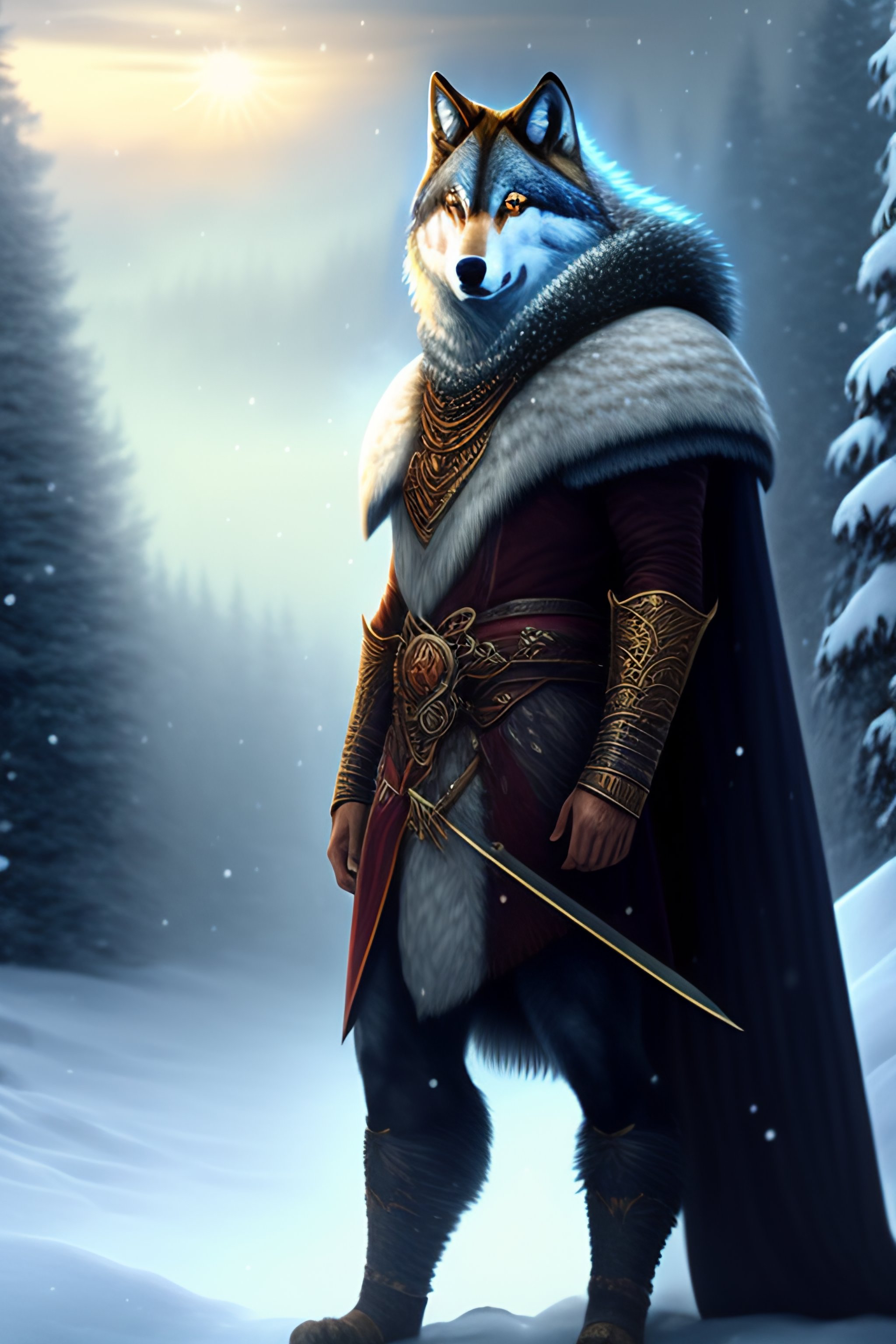 Lexica - Male druid, winter, wolf,