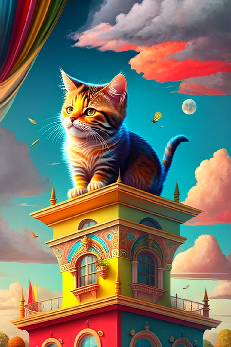 Lexica - 3D cartoon art, painting, Cats on the roof, rendering ...