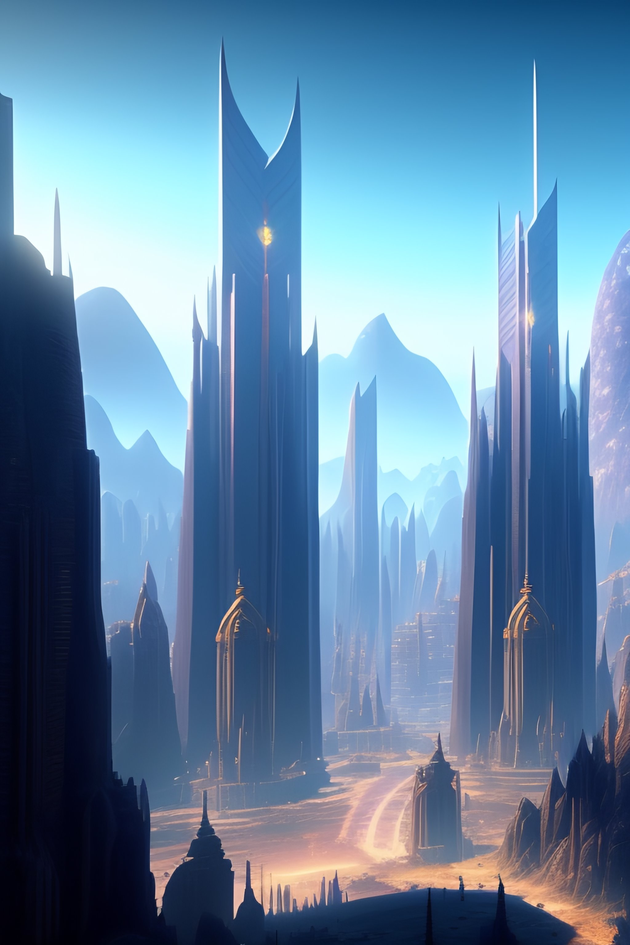 Lexica - A vast ancient metropolis in stone gothic style with massive ...