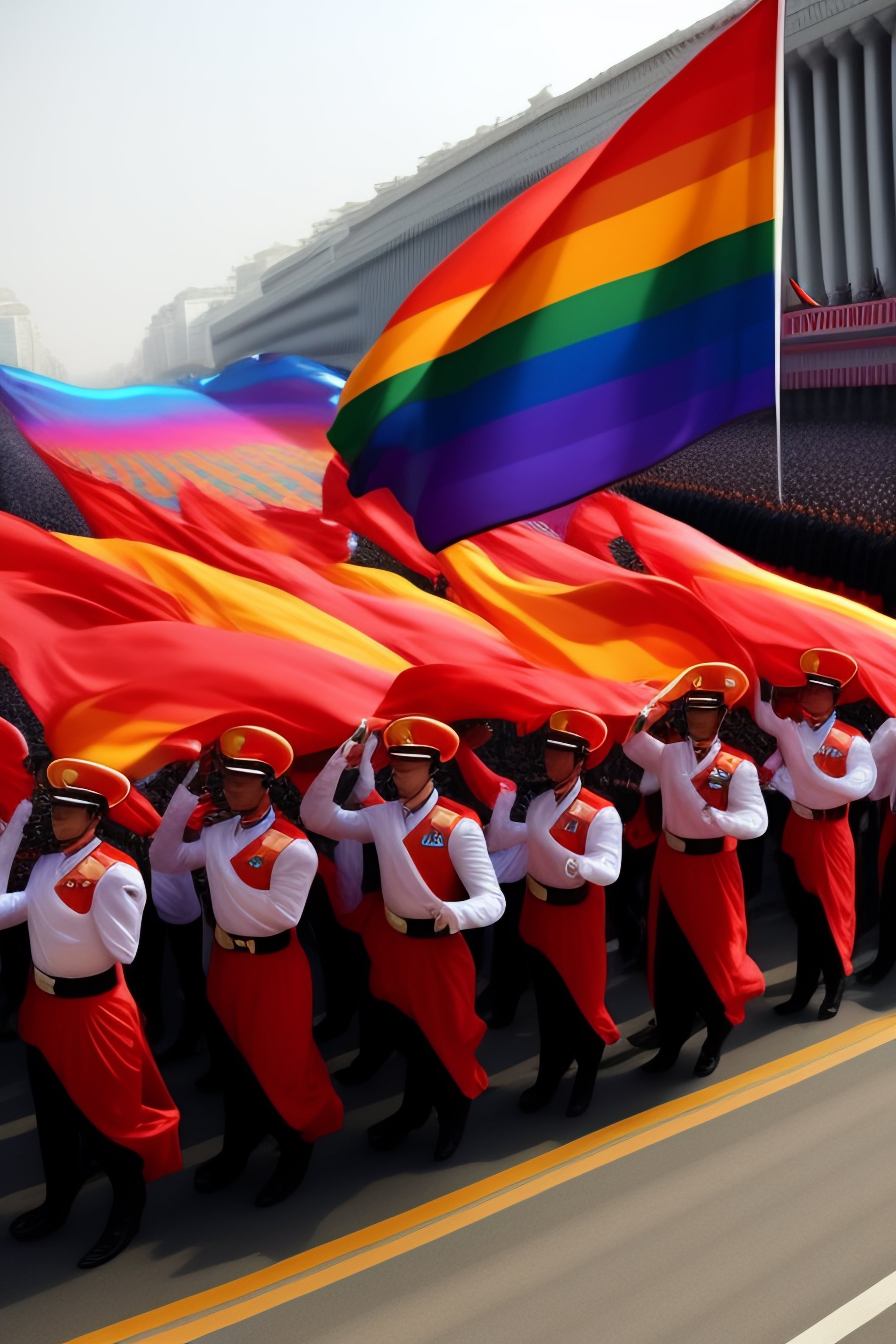 Lexica - State-approved and sponsored Juche Gay Pride Parade in Pyongyang, North Korea