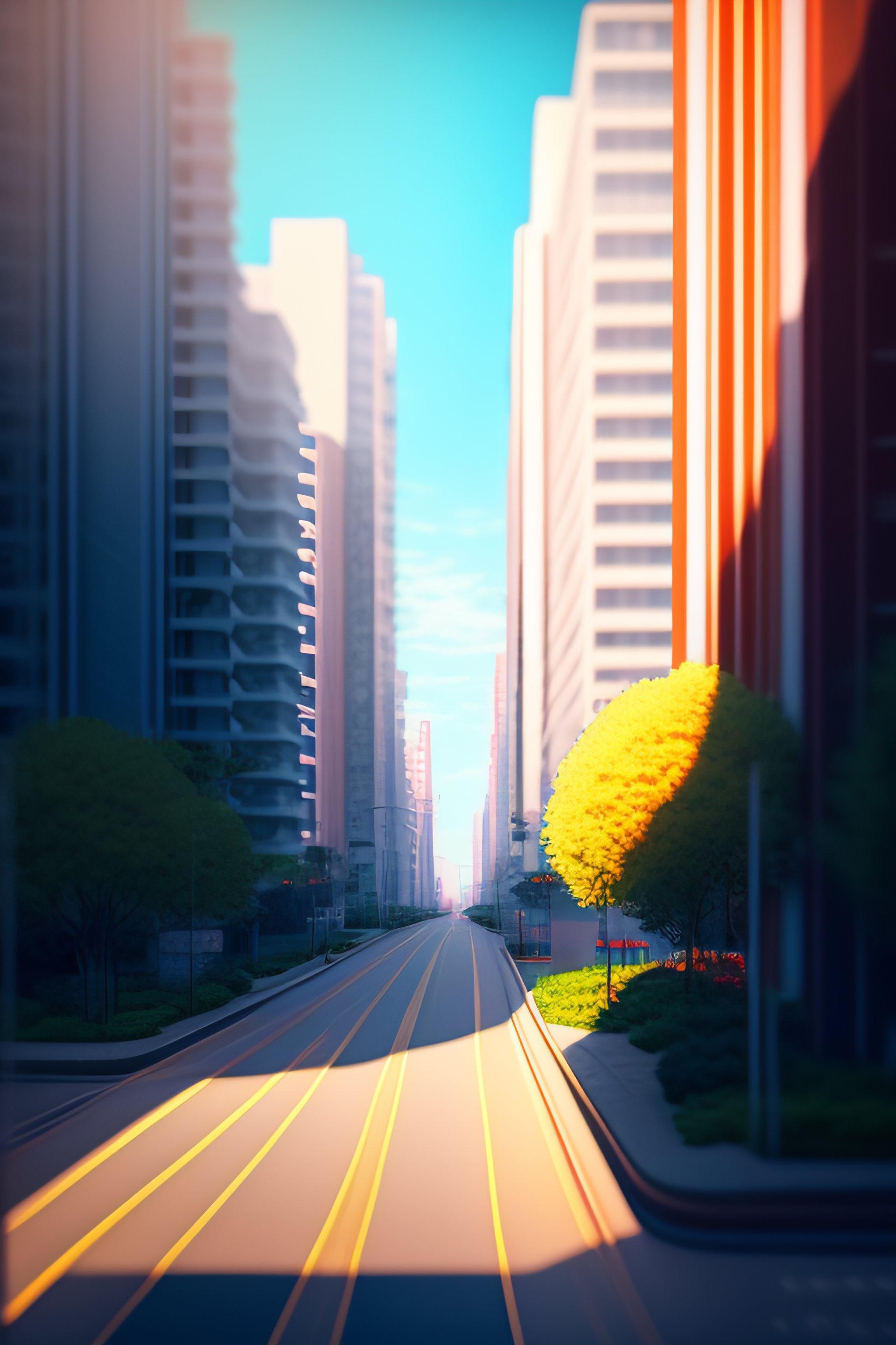 Lexica - Anime style two point perspective of a quiet city street ...