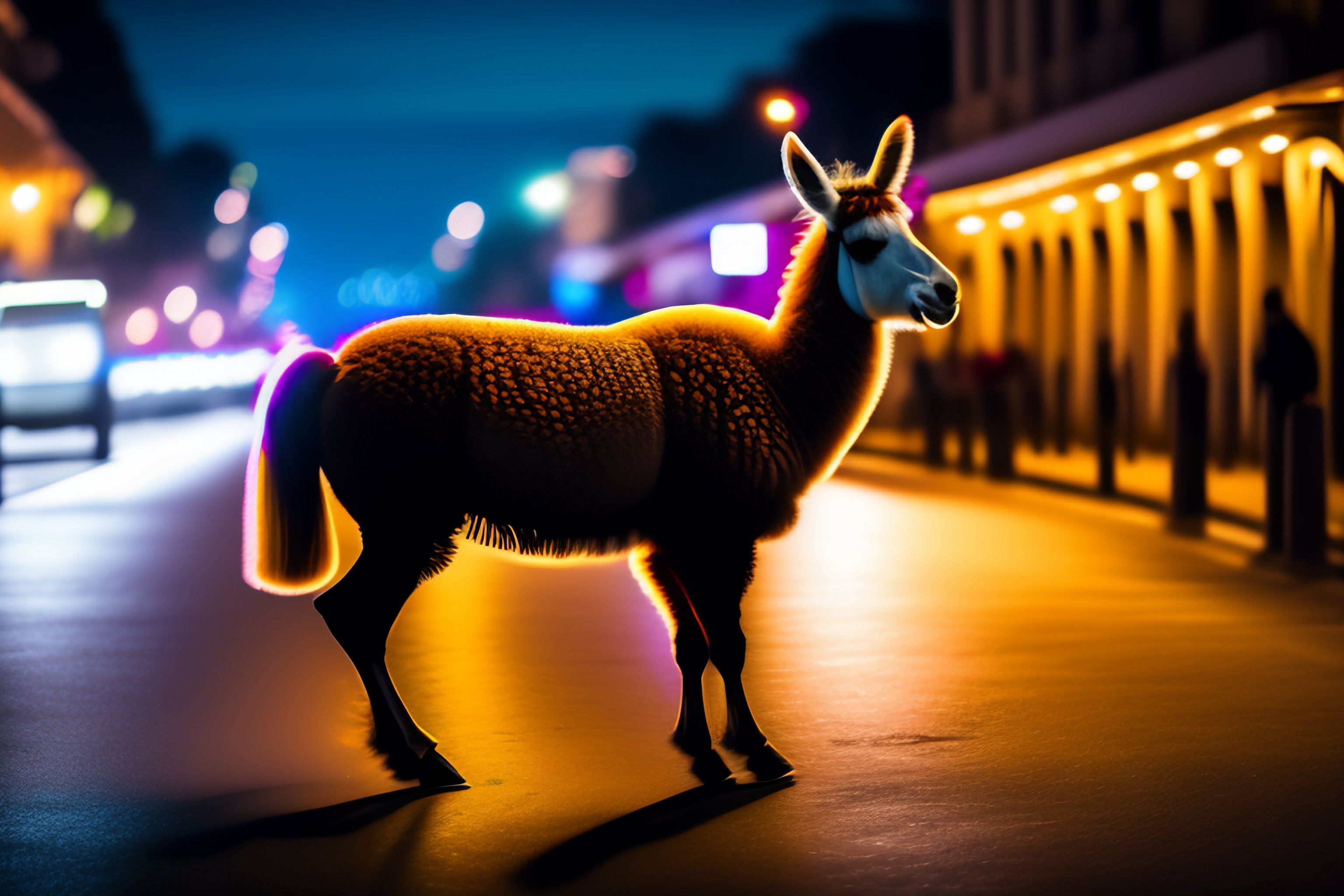 Lexica - Realistic photo of a skating llama in the streets of Mexico ...