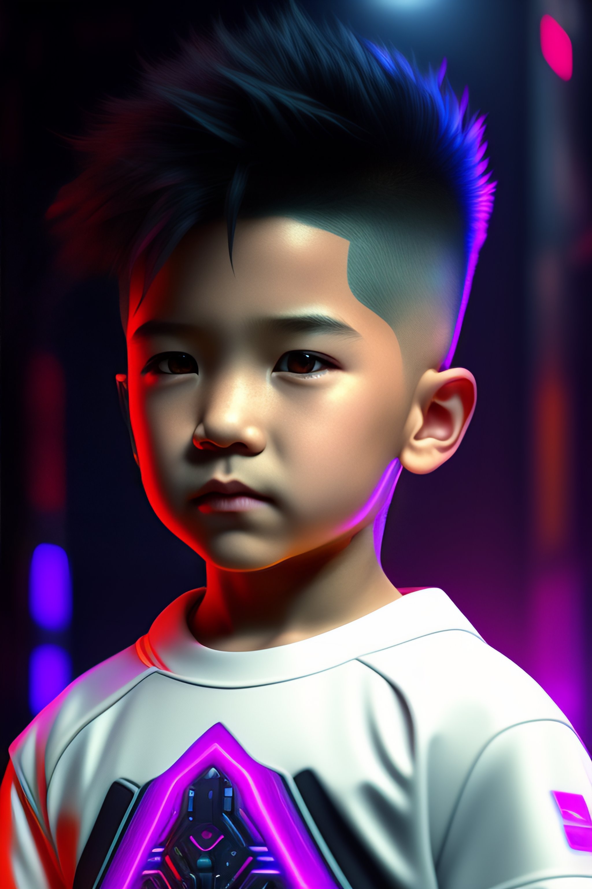 Lexica - A tshirt design of futuristic cyberpunk child boy in the style ...