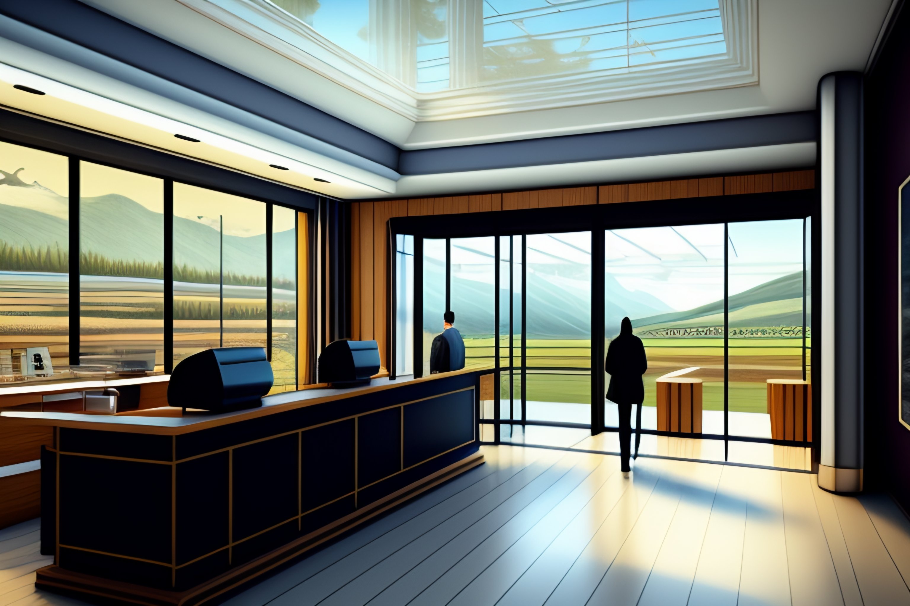 Lexica - Interior of a modern tourist office drawing