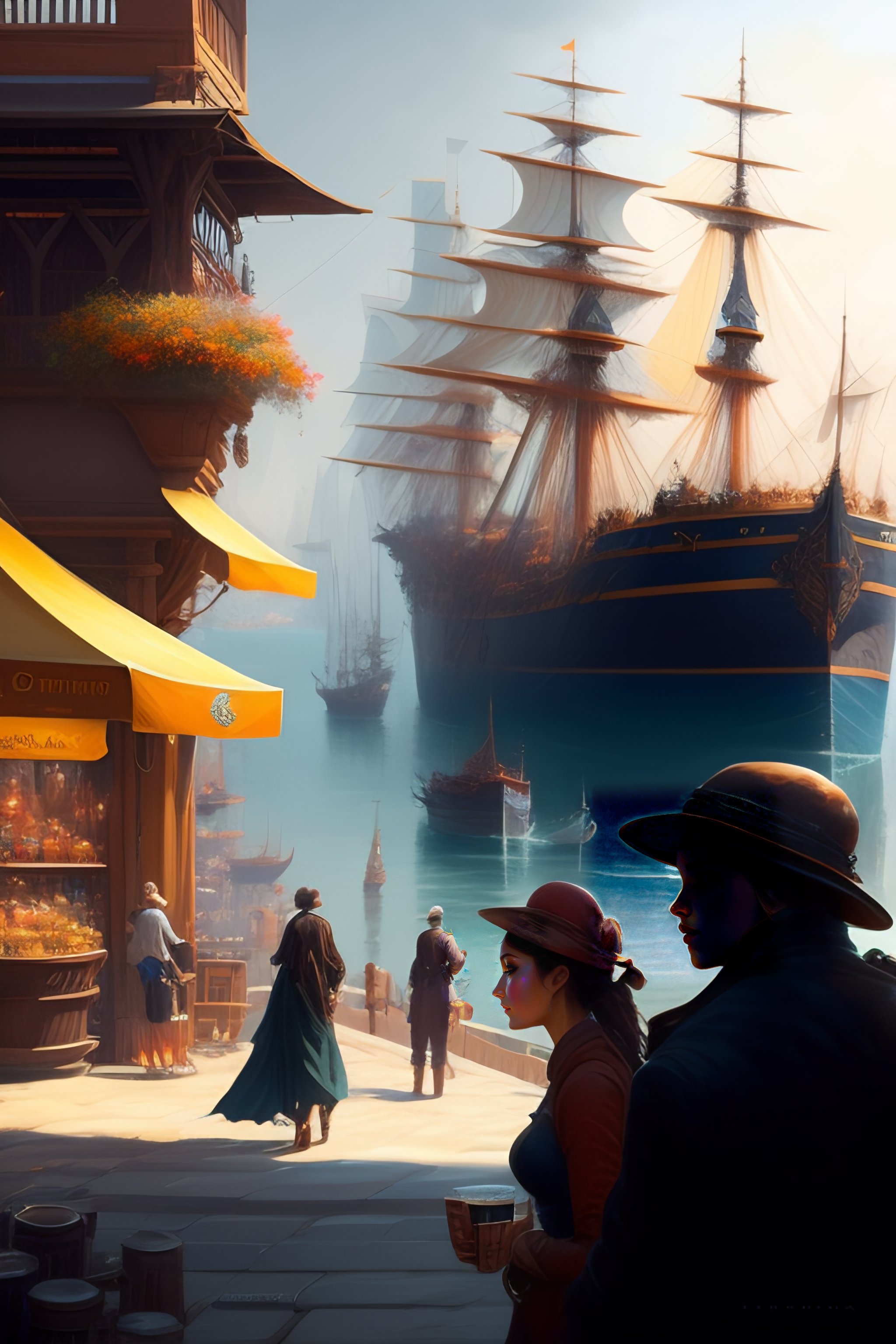 Lexica - A bustling port town with a vibrant atmosphere and a bustling ...