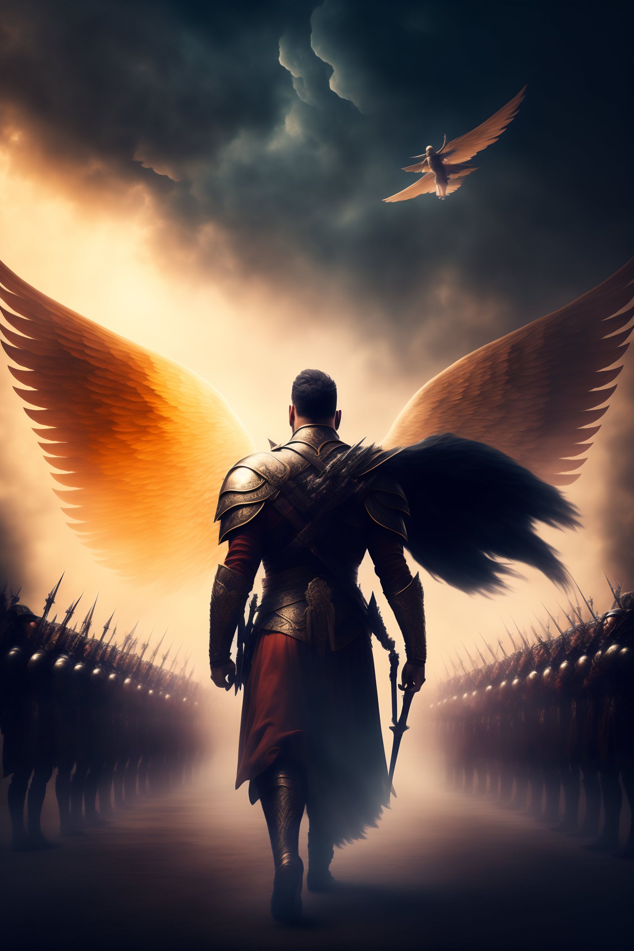 Lexica - One angel fighting an army of warriors