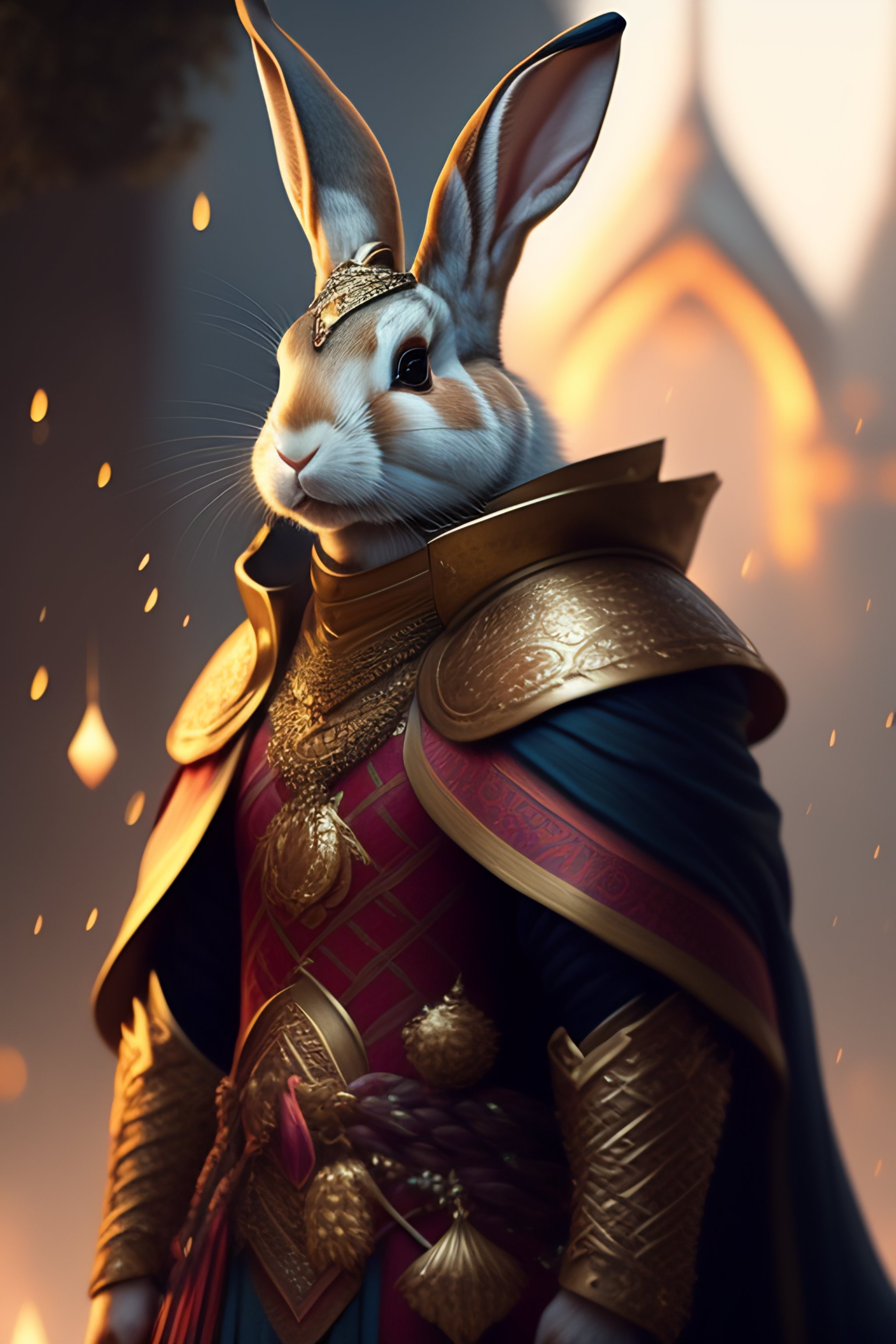 Lexica - An anthropomorphic rabbit male wizard dressed as a warrior ...