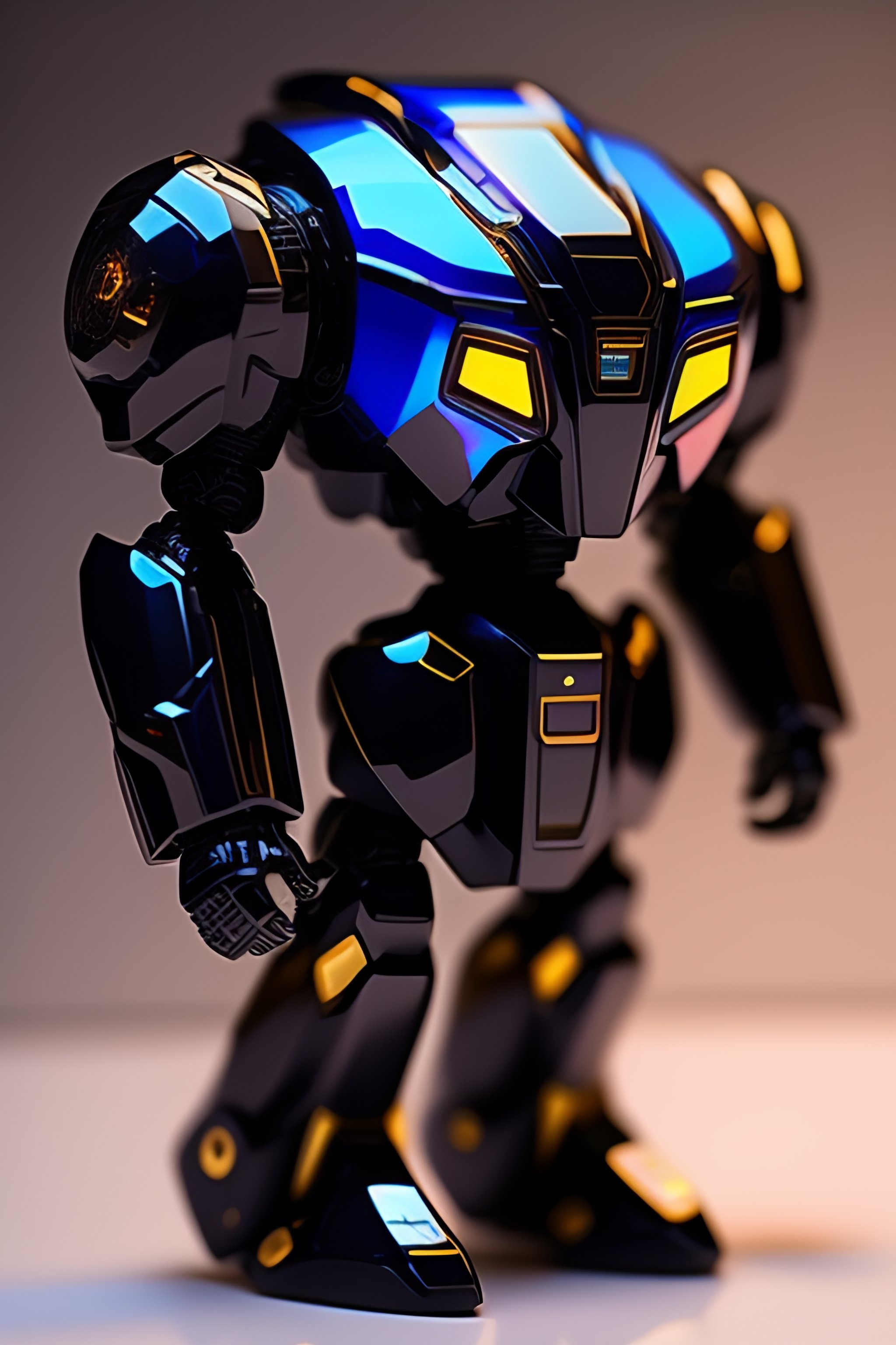 Lexica - A black and holographic mecha toy figurine