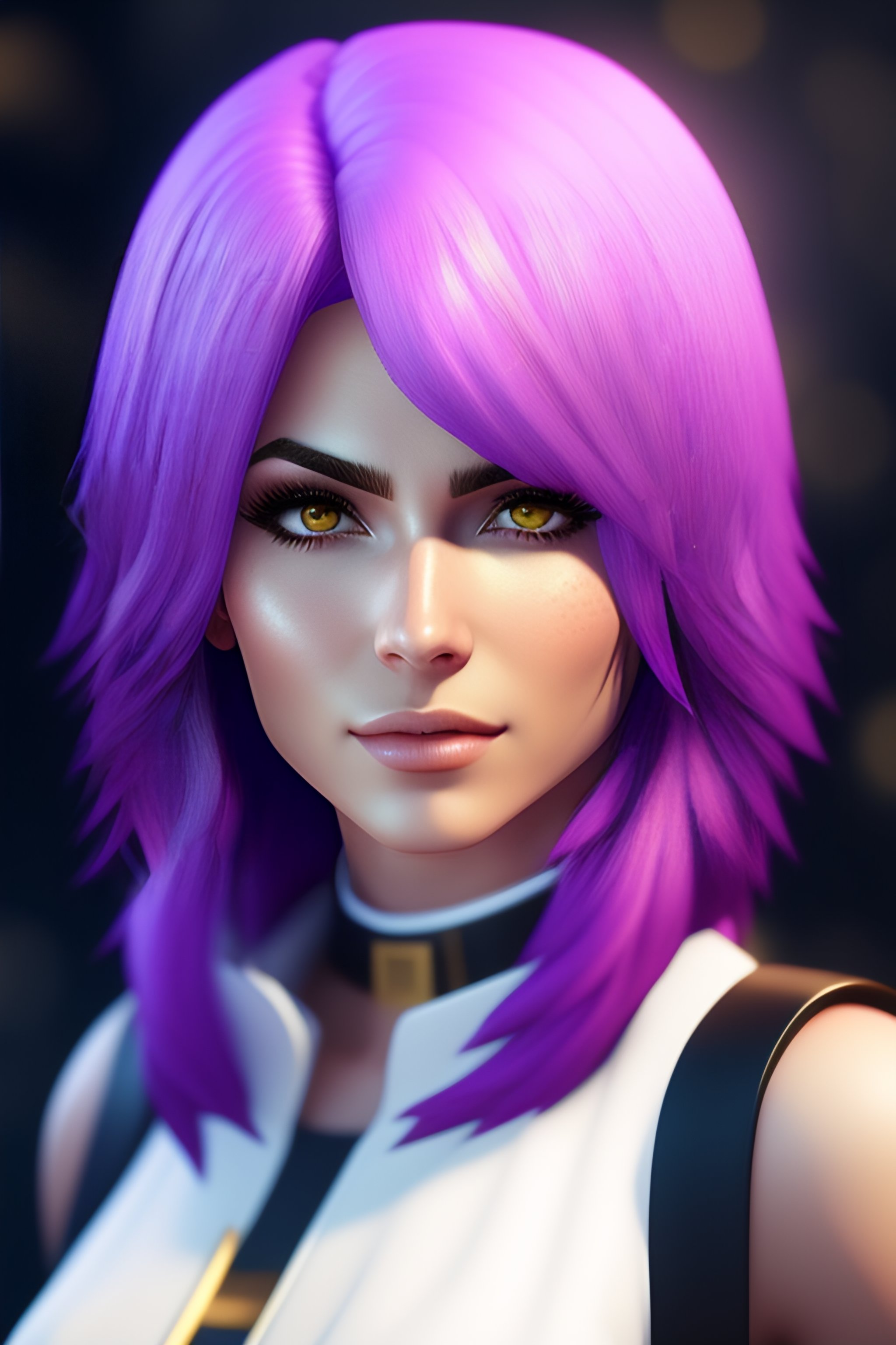 Lexica - Steve from Minecraft, with Purple hair, White dress, 90`s ...