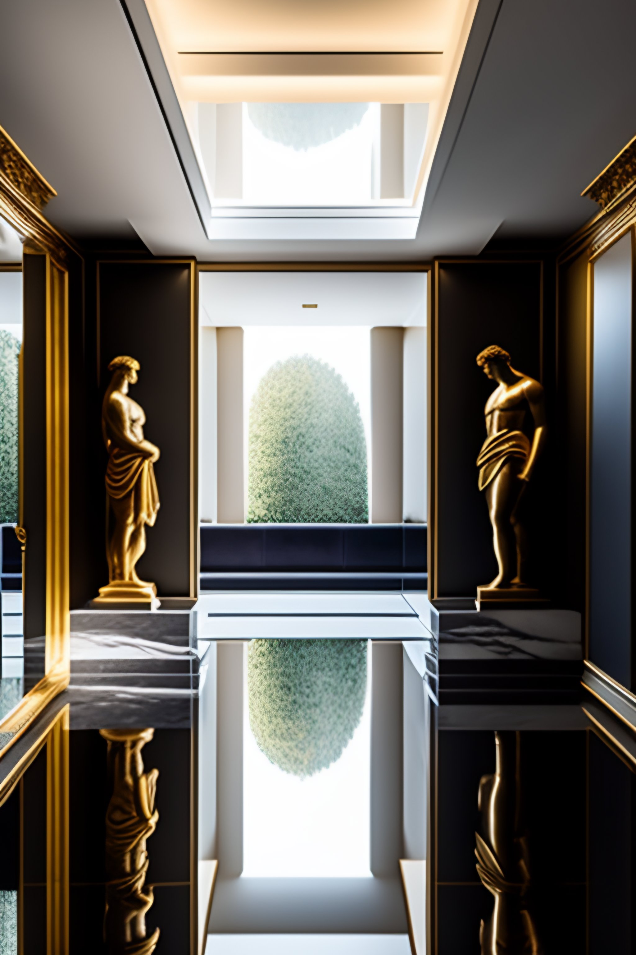 Lexica - Photo of a bronze statue of david, gleaming, reflections ...