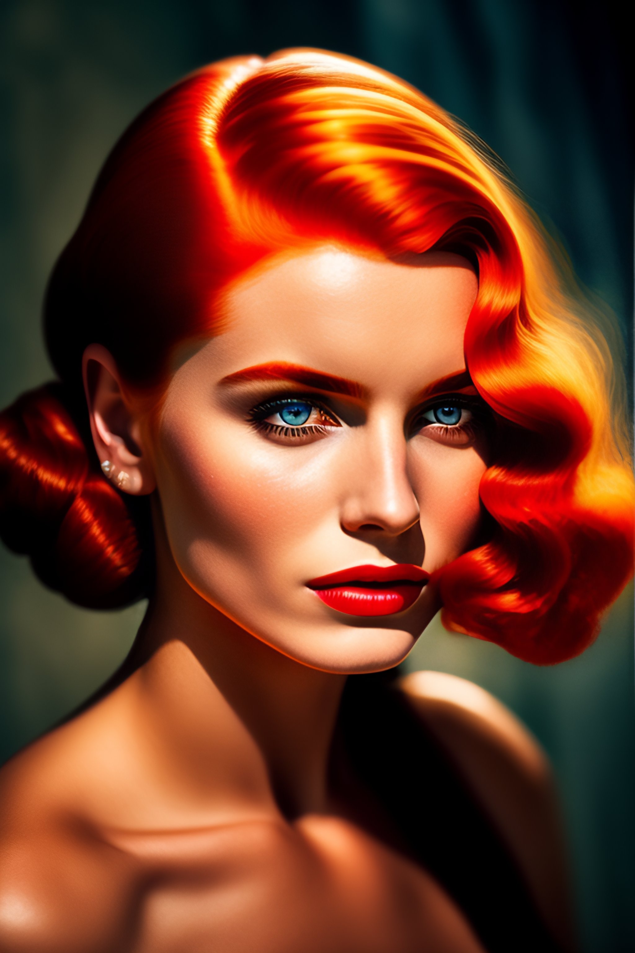 Lexica - Photography, young artistic aryan woman crying drops ,red hair ...