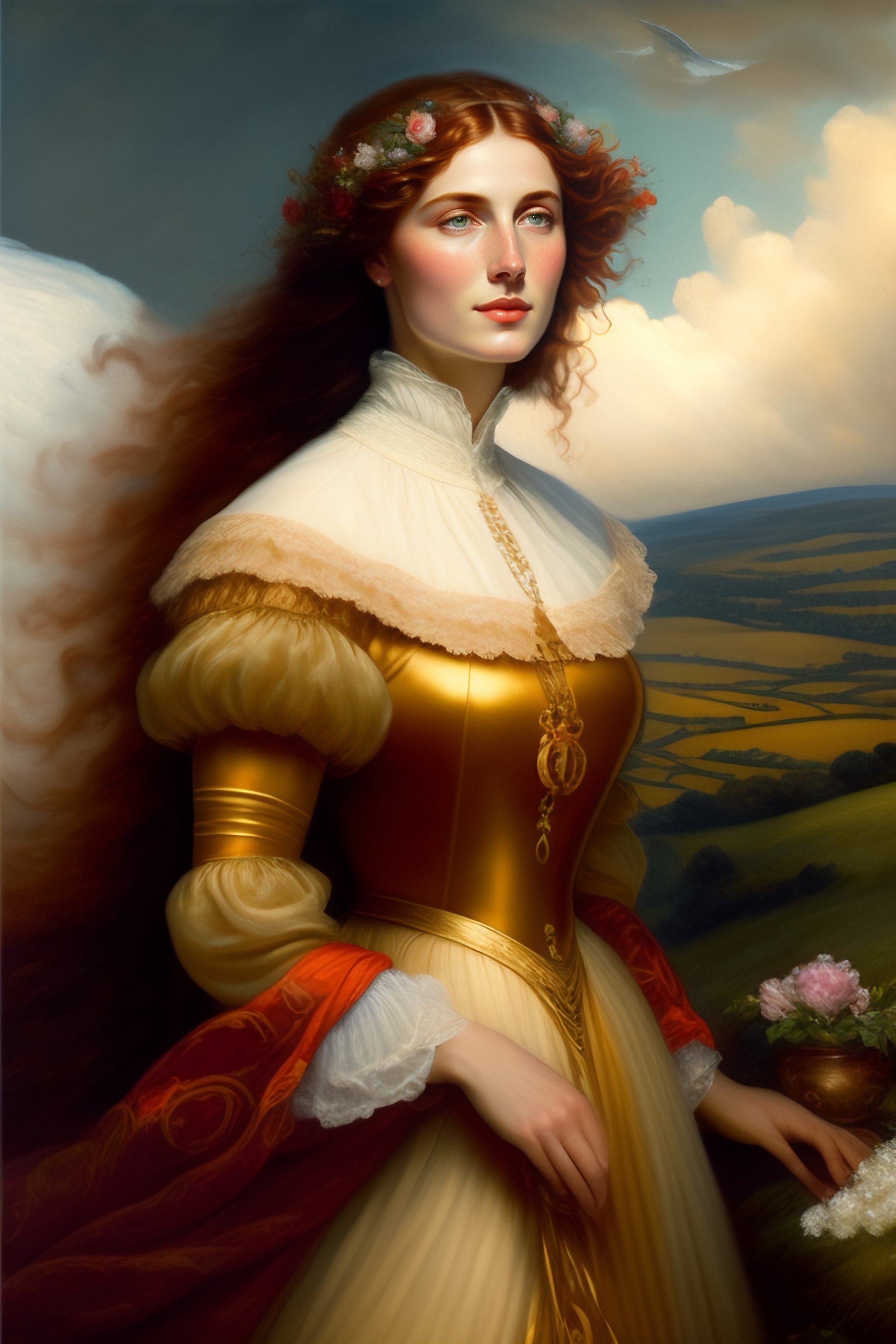 Lexica - Romantic pre-Raphaelite style oil painting portrait of a ...