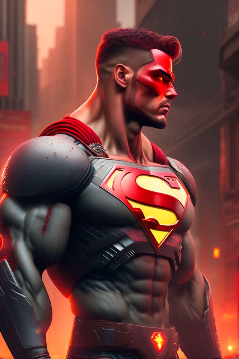 Lexica - A post-apocalyptic rusty cyborg Superman, full body, in ...