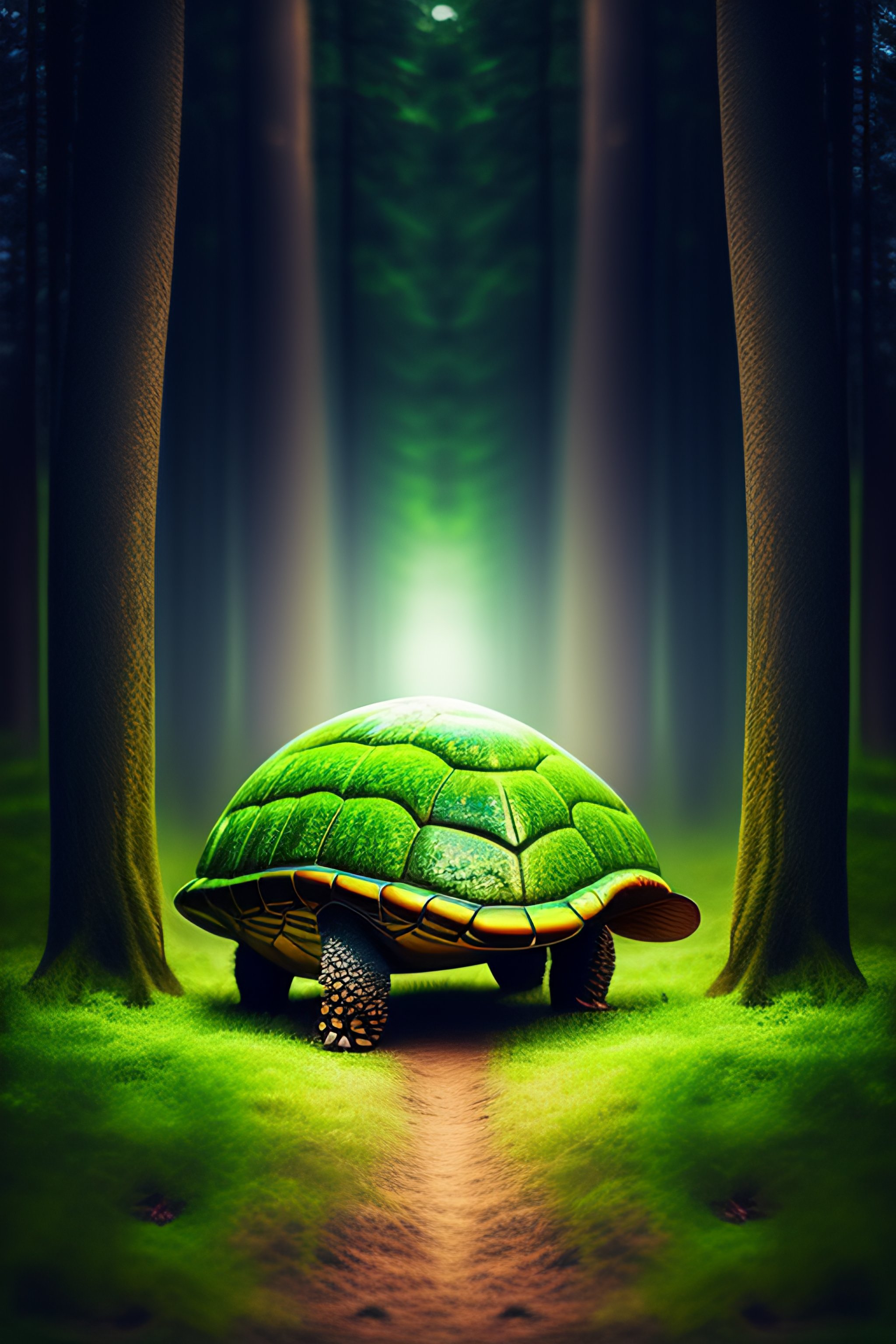 Lexica - Forest, magical, giant grass, turtle walking in two legs