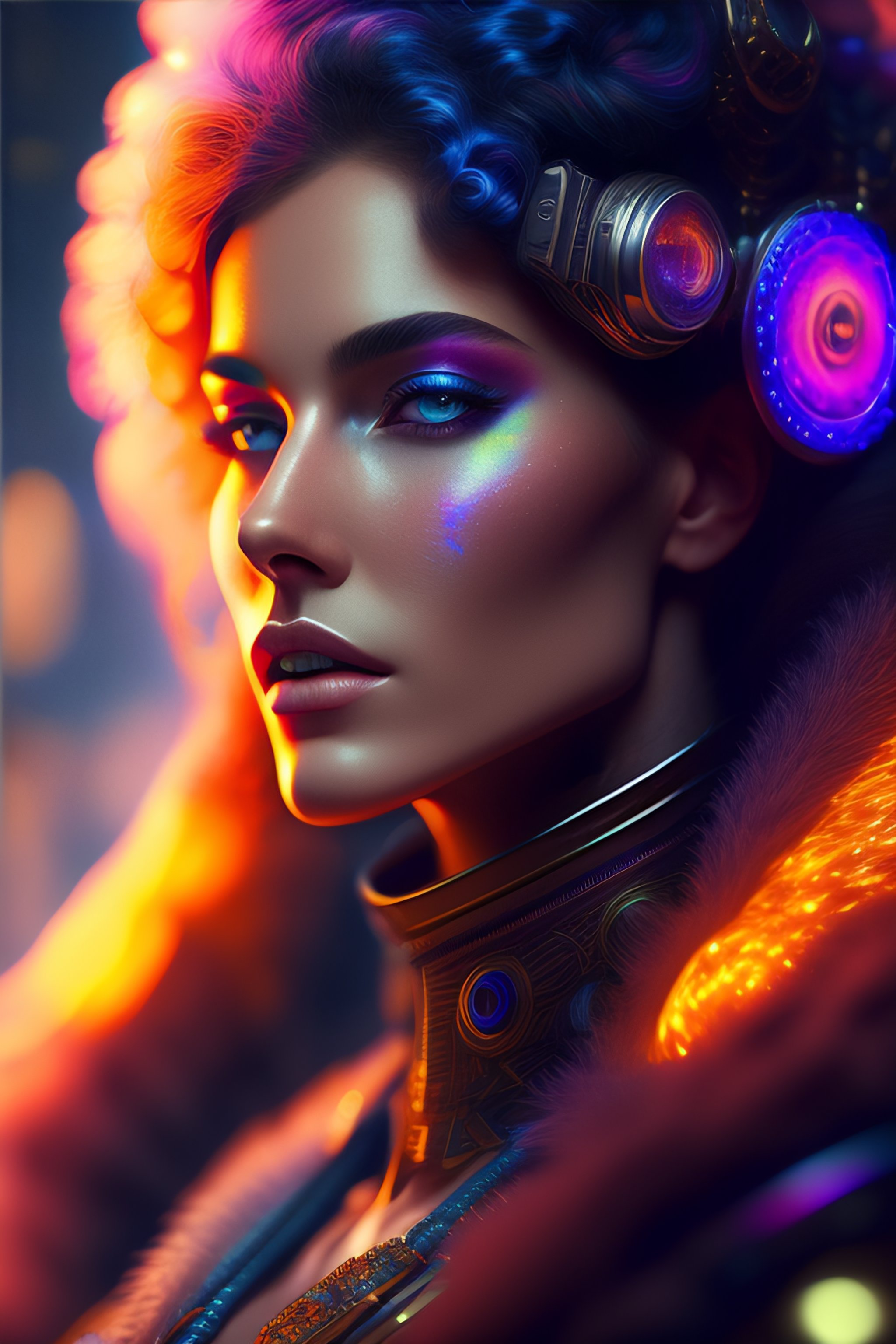 Lexica - Bright psychedelic hairy beautiful man cyborg, diffuse ...