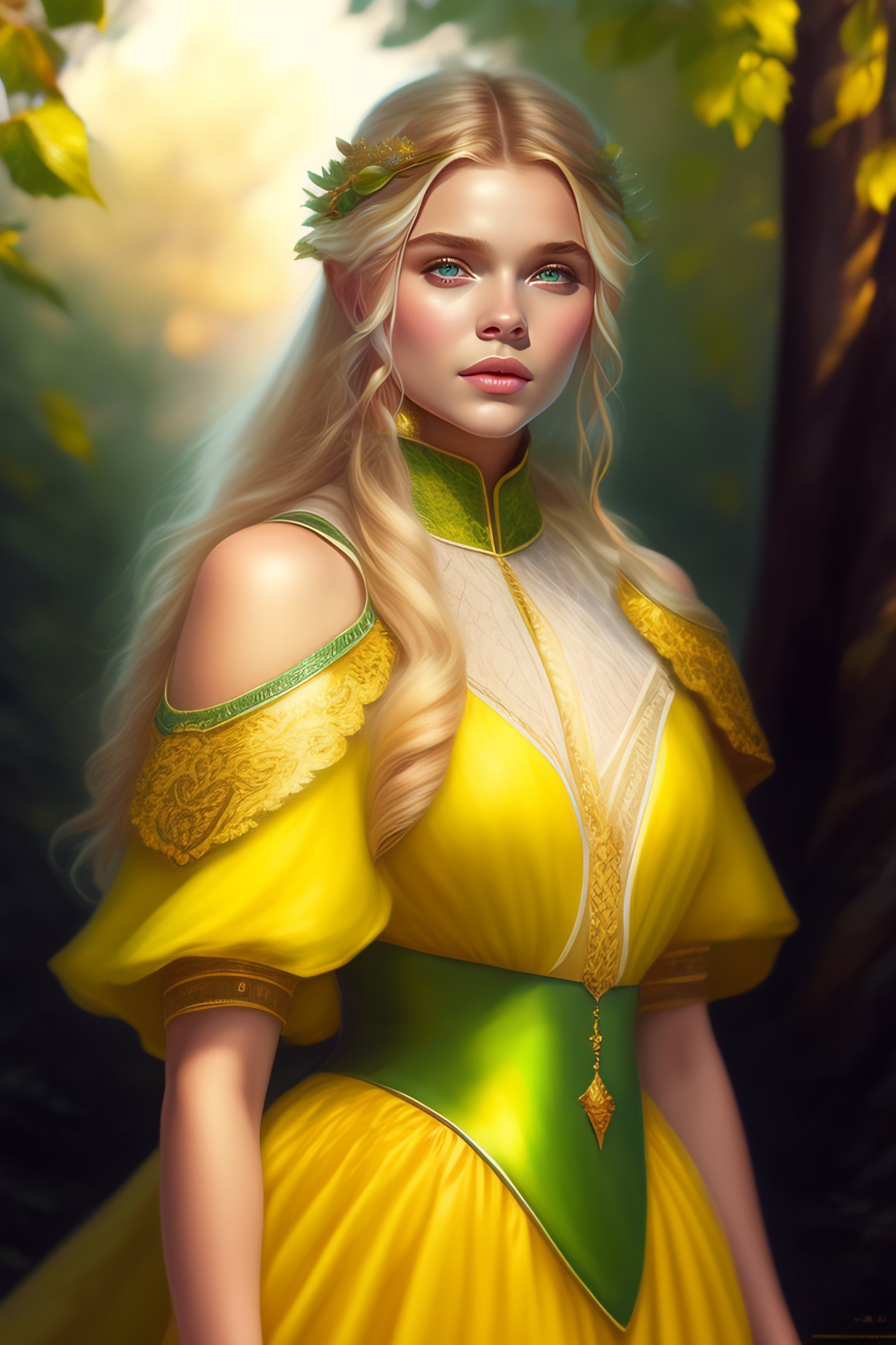 Lexica - Young mage chloe grace moretz holing an apple, Green hair ...