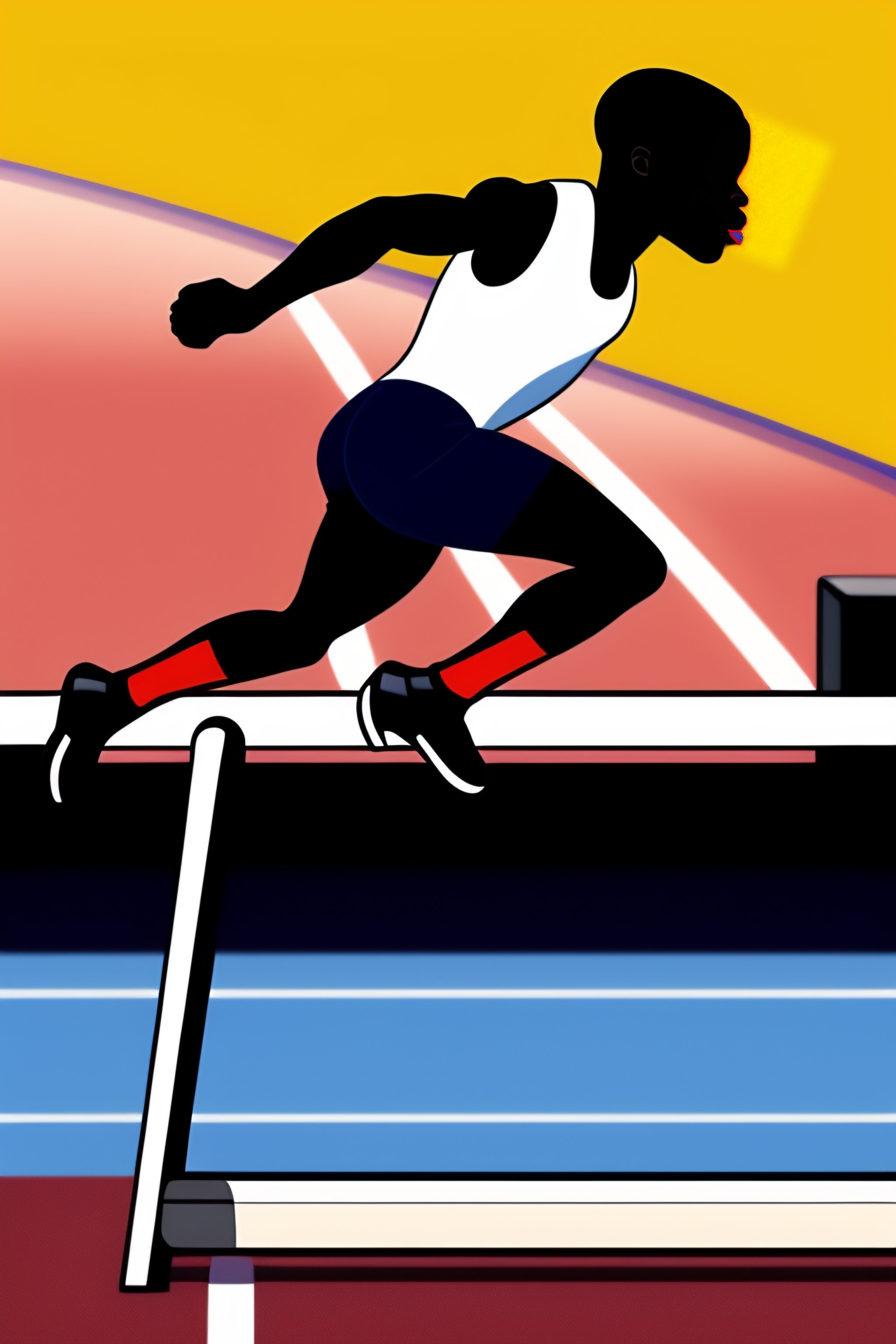 Lexica - A cartoon of carl lewis leaping over a hurdle at a track and ...