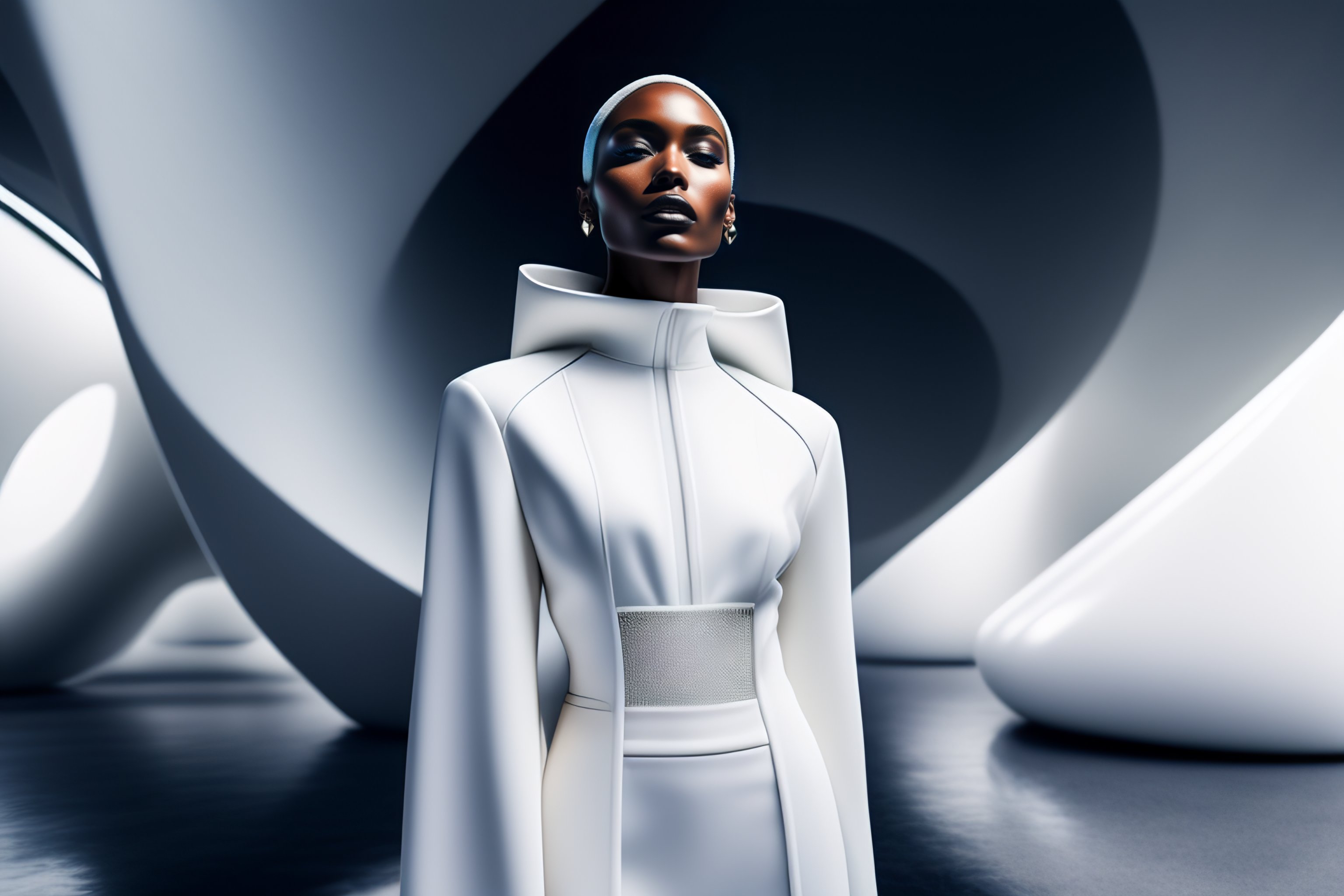 Lexica - Hyperrealistic Haute Couture Fashion Model wearing white ...