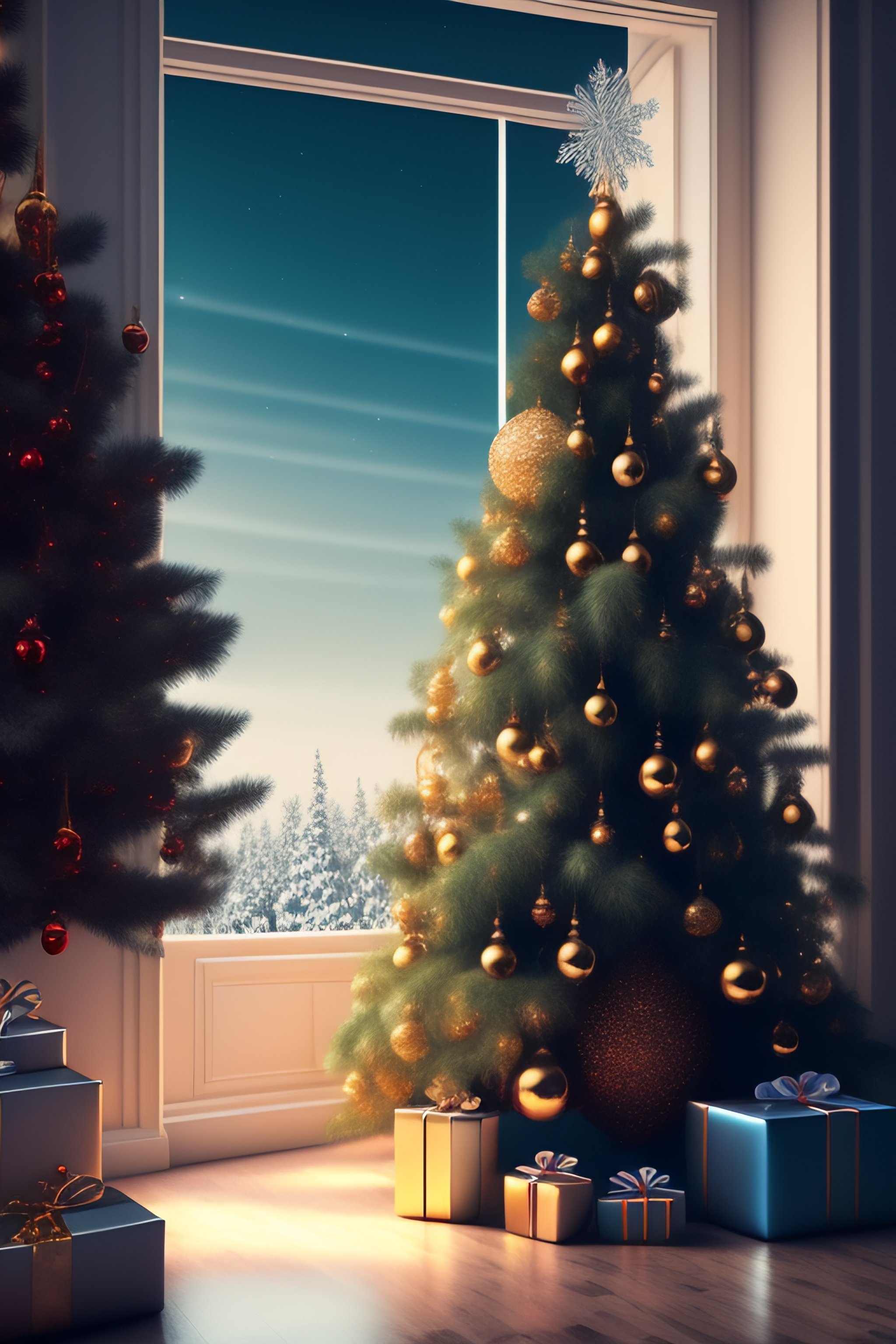 Lexica - SURREAL christmas, trees, gifts, intricate rendering