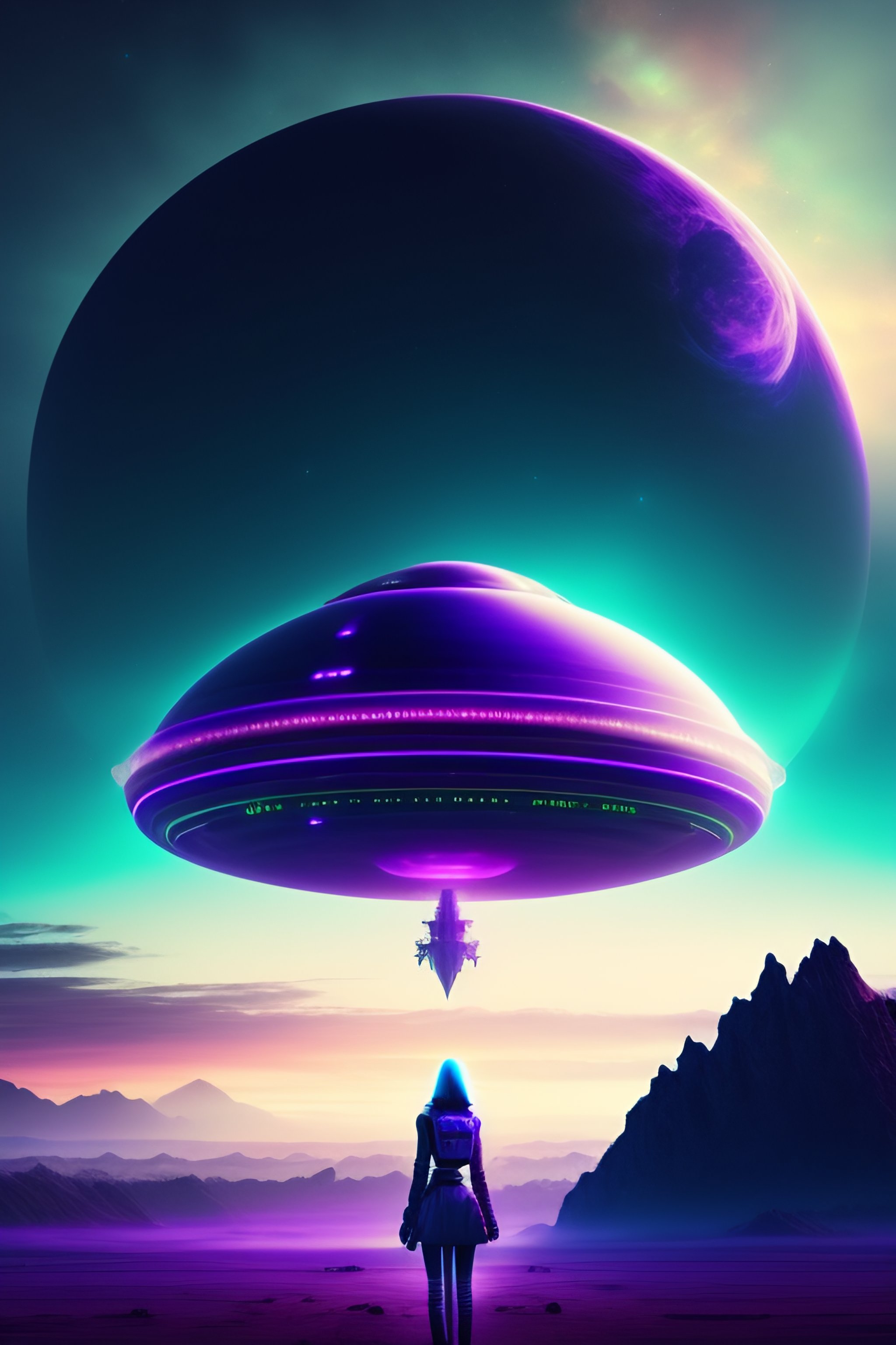 Lexica - Distopic future, alien space ship above the sky, earth as a ...