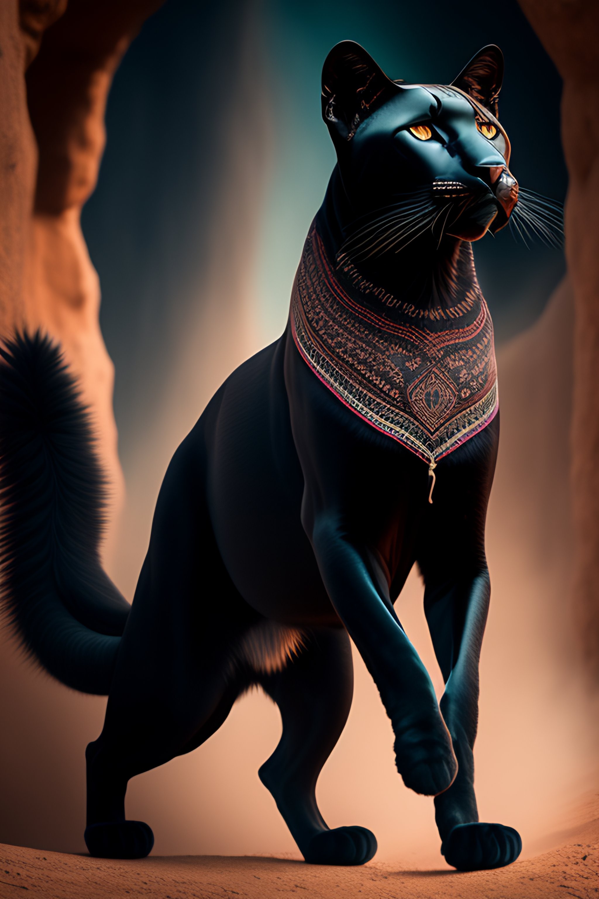 Lexica - Human-like panther, completely covered in short black fur ...