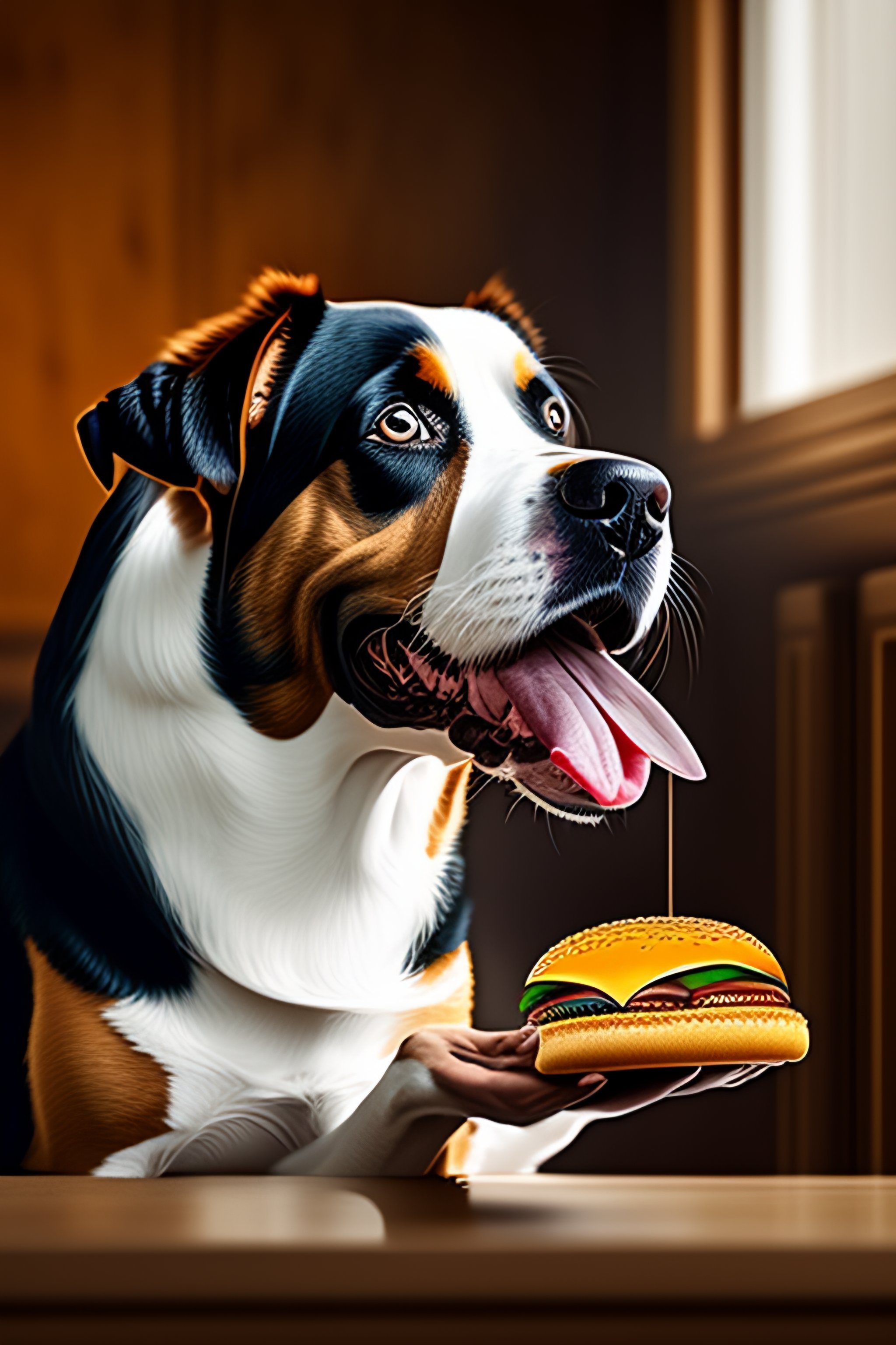 Lexica - A dog eating a burger