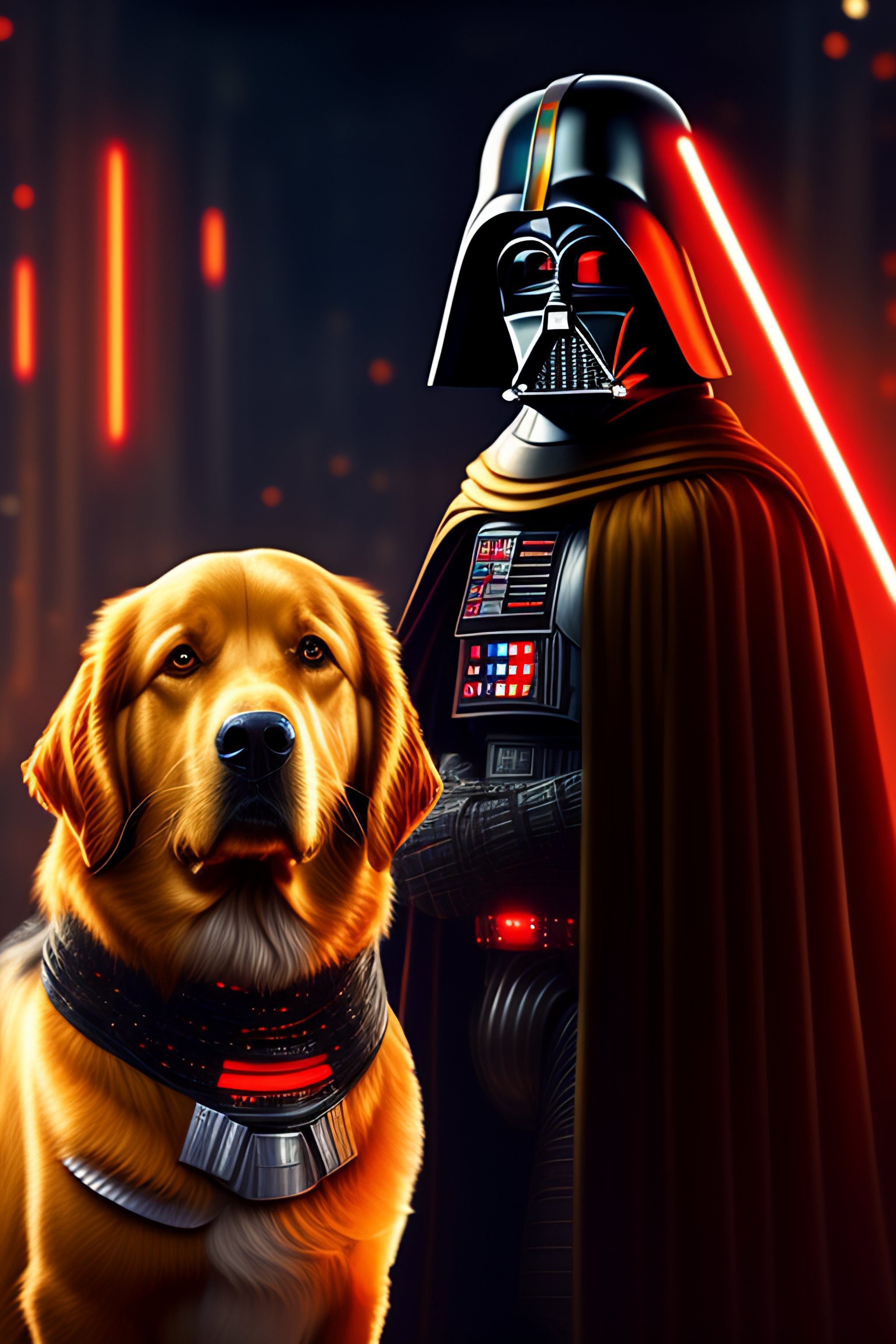 Lexica - Star Wars scene artificial intelligence a yellow golden ...