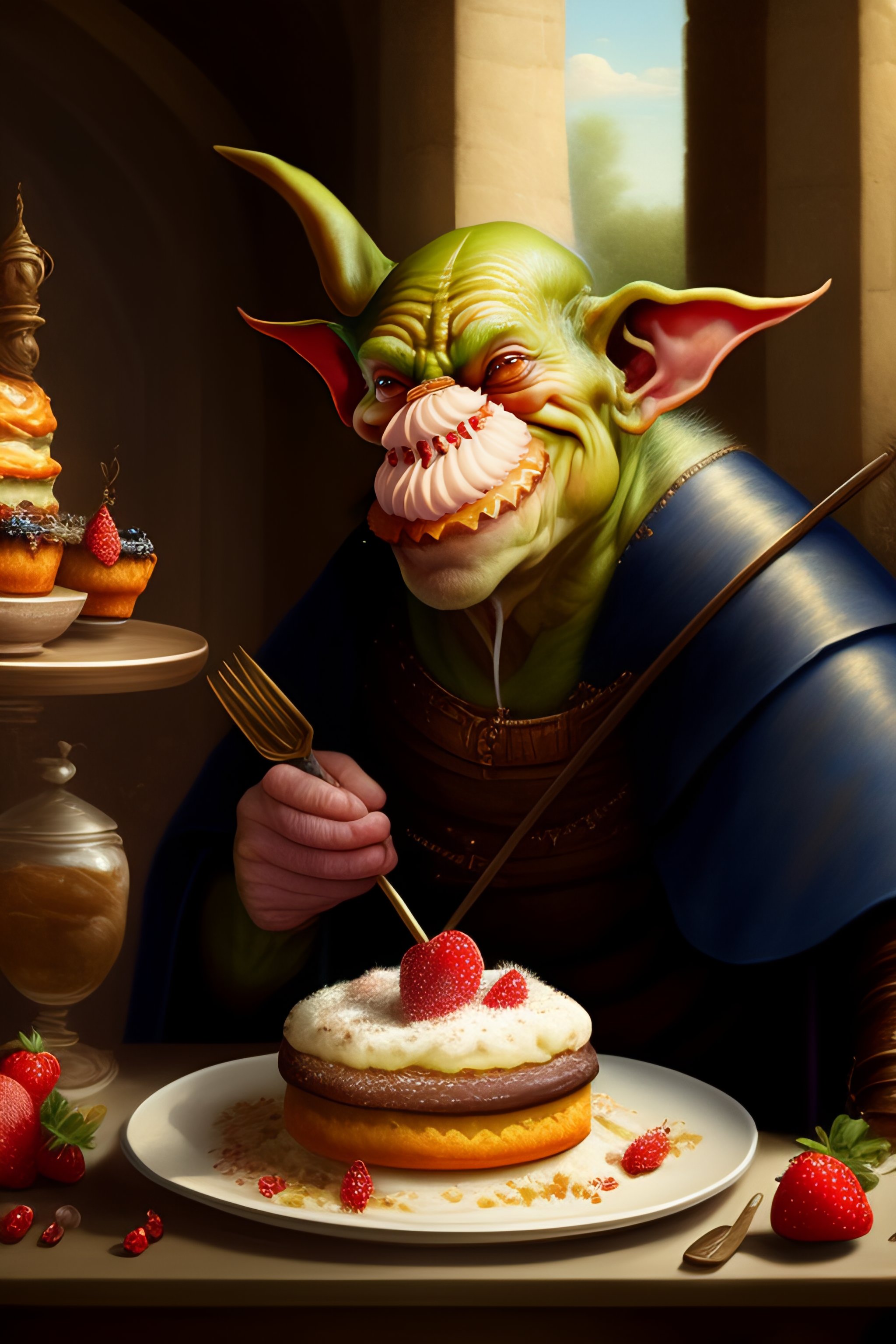 Lexica - Medieval goblin eating cakes painted by hieronymus bosch ...