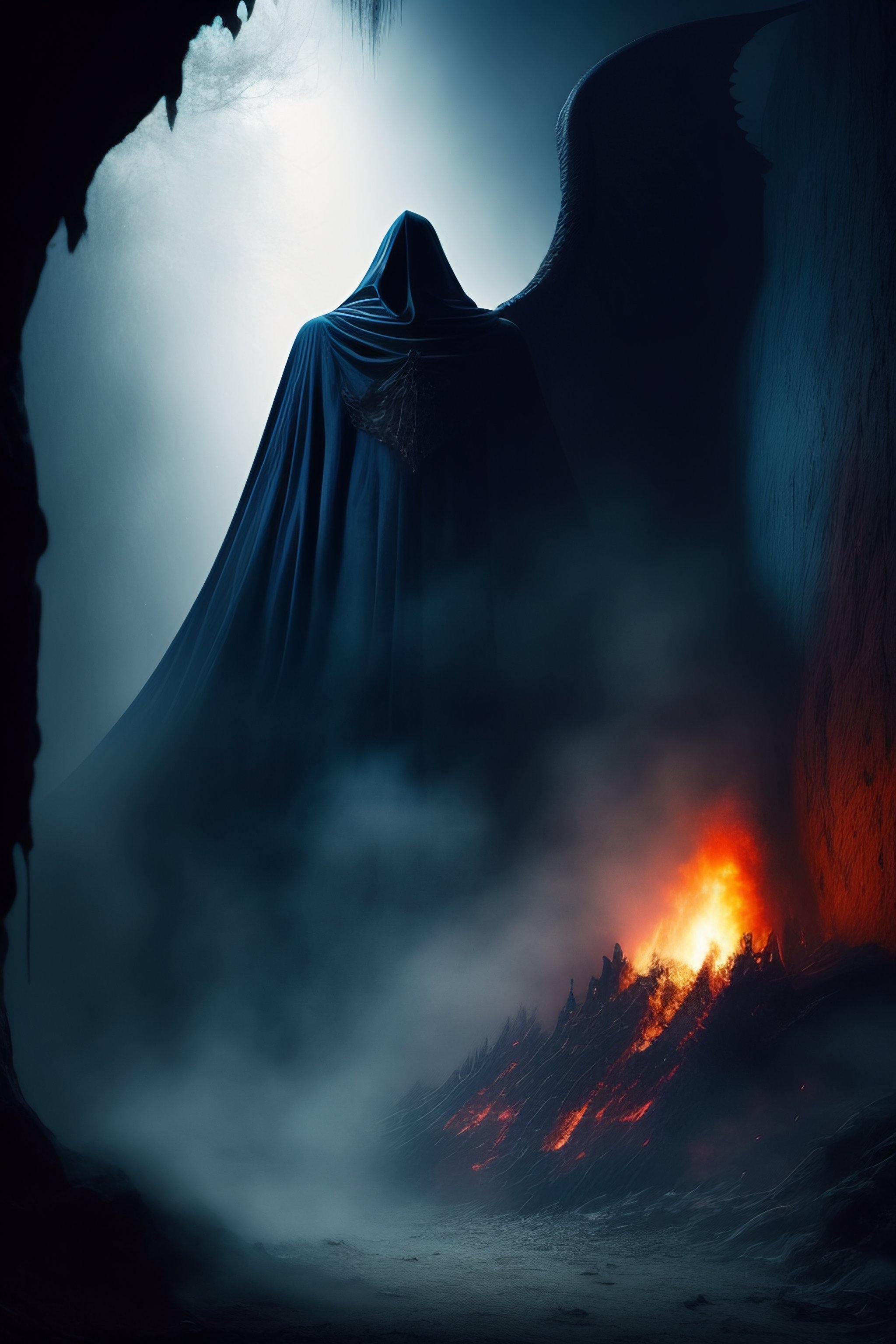 Lexica - Face a dementor with a reaped and scary tunica in hell, above ...