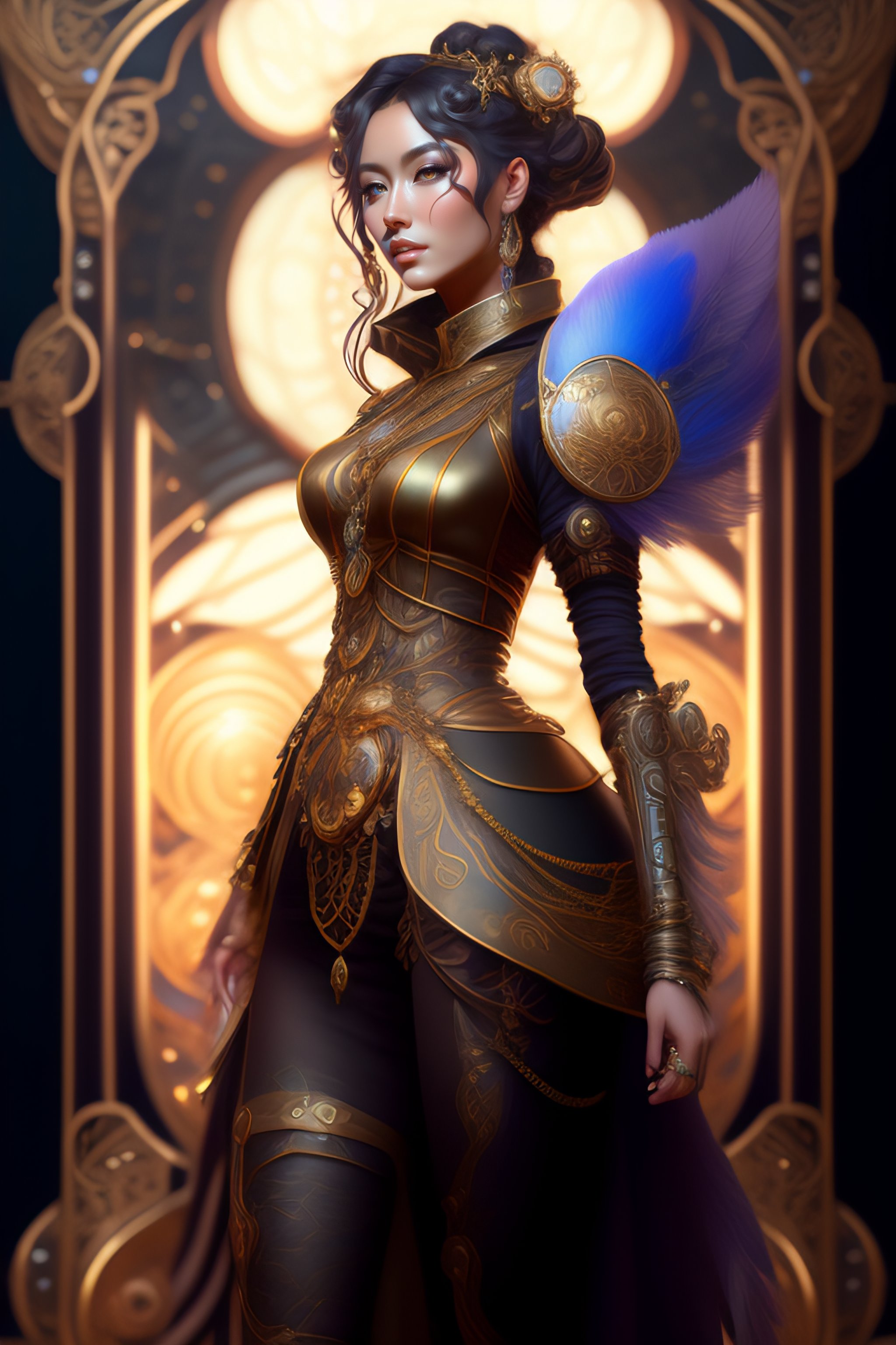 Lexica - Full body portrait of steampunk maya short hair pearl lucent ...