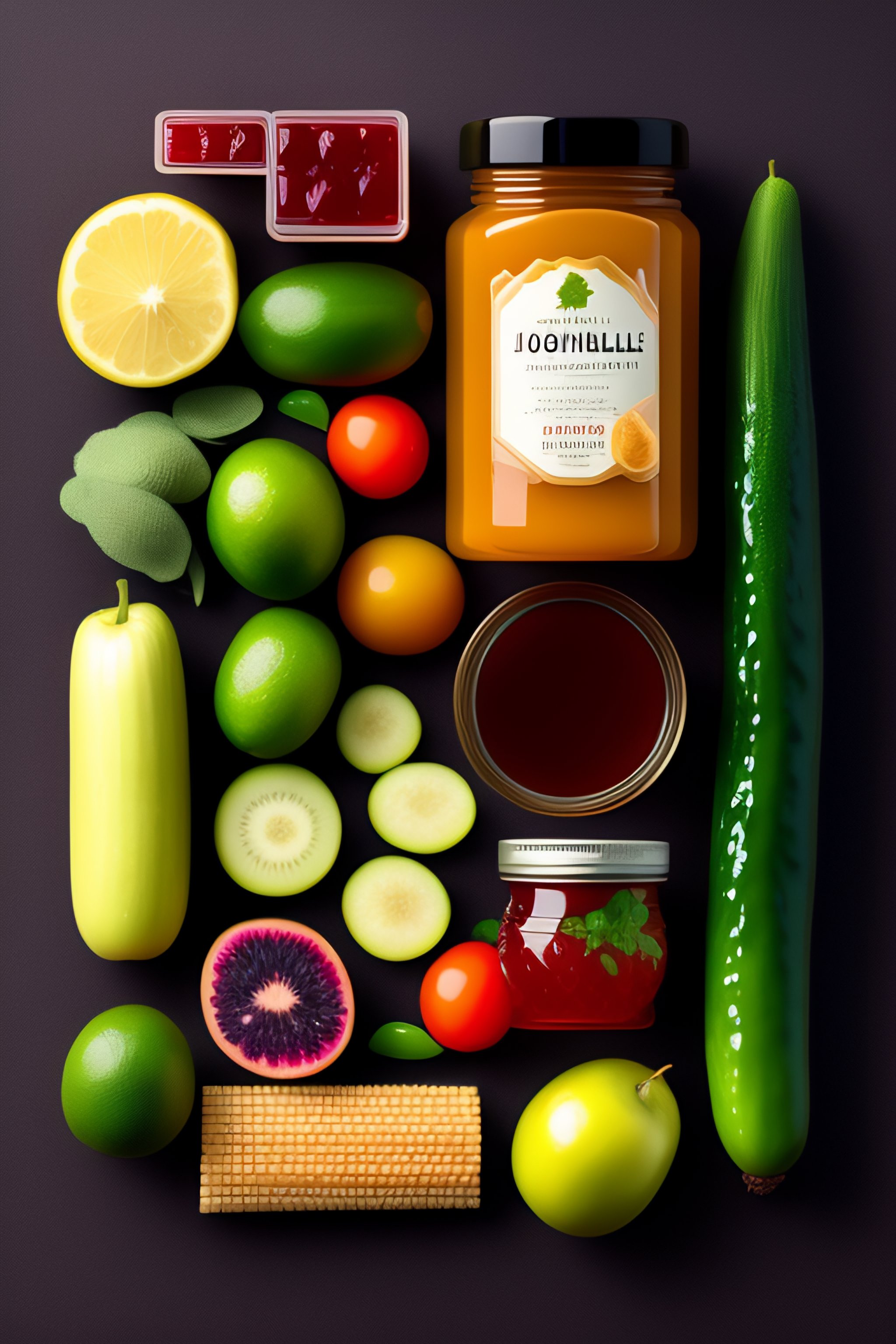 Lexica - Knolling, flat lay, Jams, pickles, Jelly