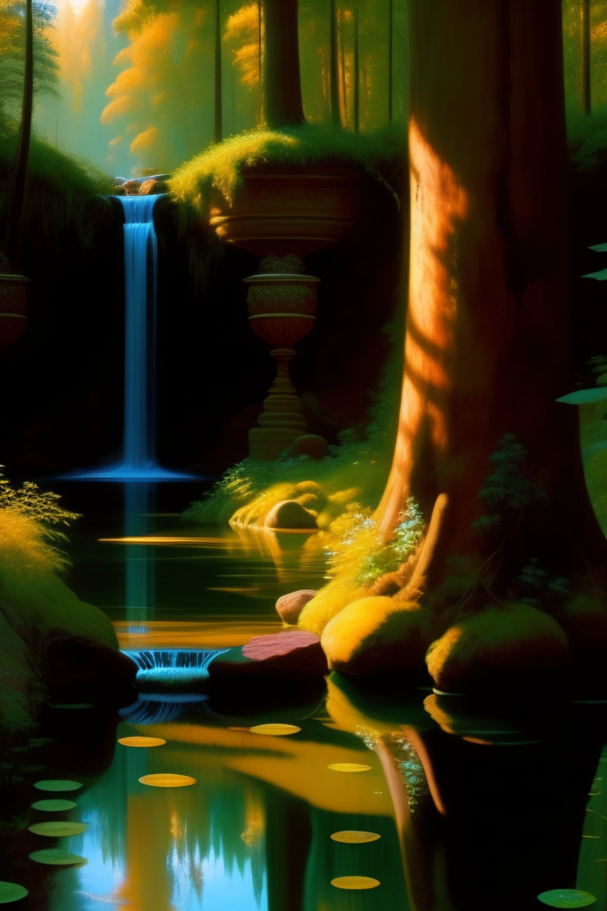 Lexica - Fantasy, terracotta, moss, water, copper, sunlight, Ivan ...