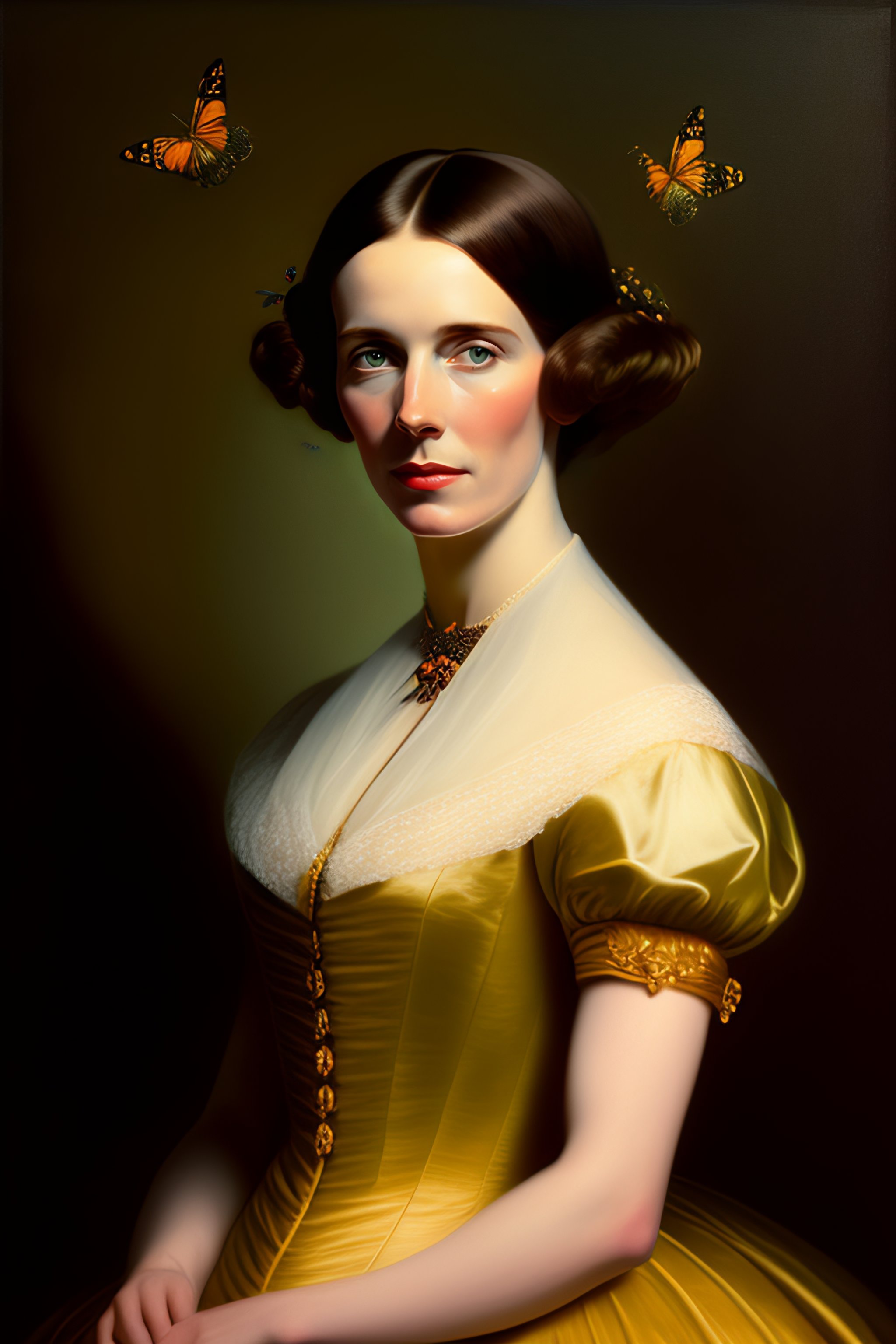 Lexica - Emily dickinson portrait as a zombie among worms butterflies ...