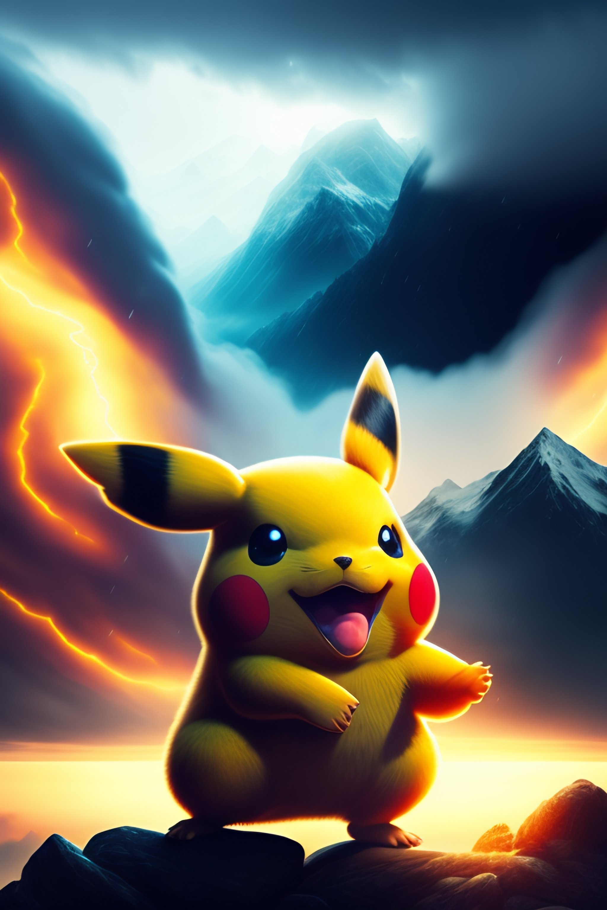 Lexica - Grogu eating pikachu, in a mountain, highly detailed, epic ...