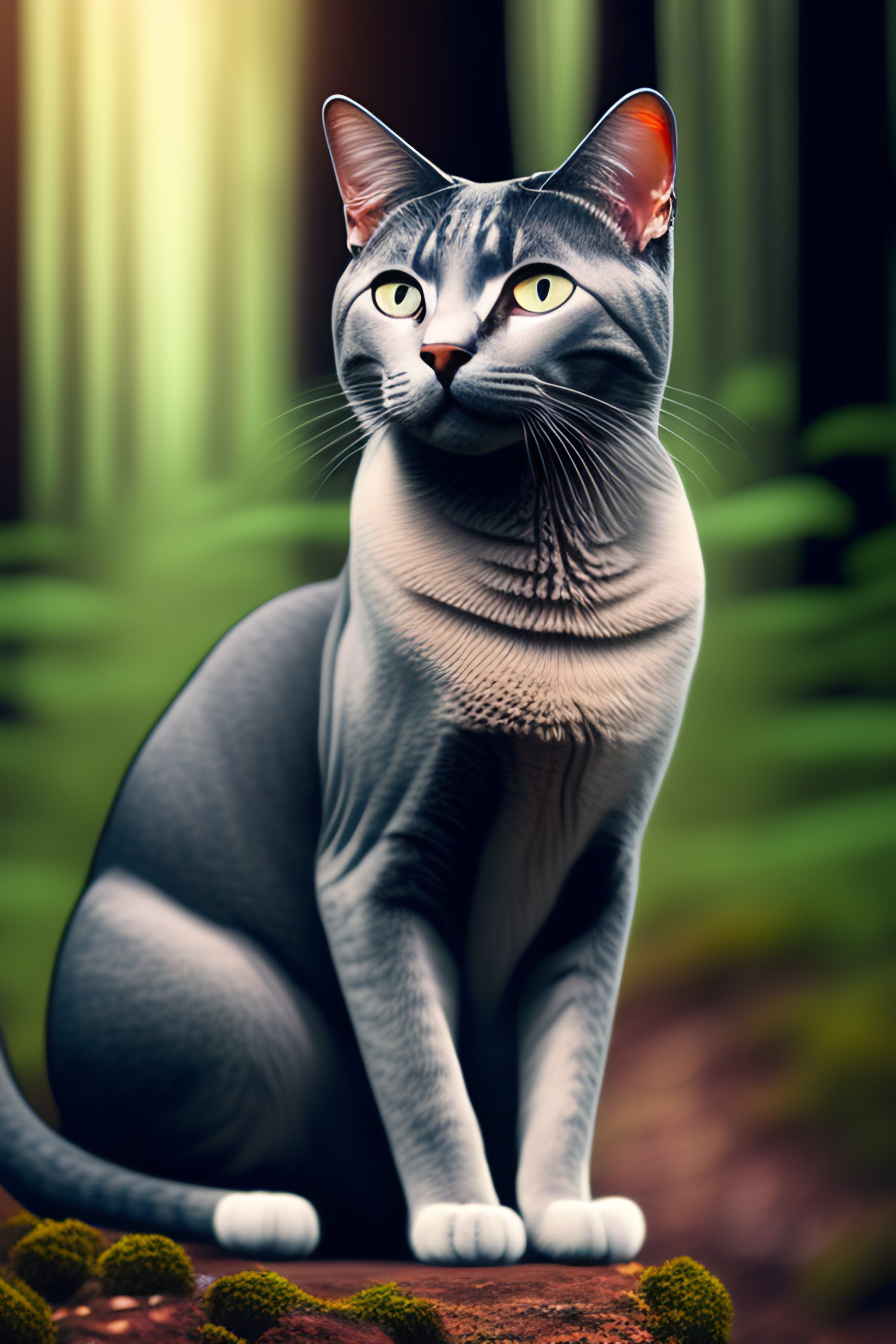 Lexica - A humanoid grey cat wearing inmate white jumpsuit outfit in ...