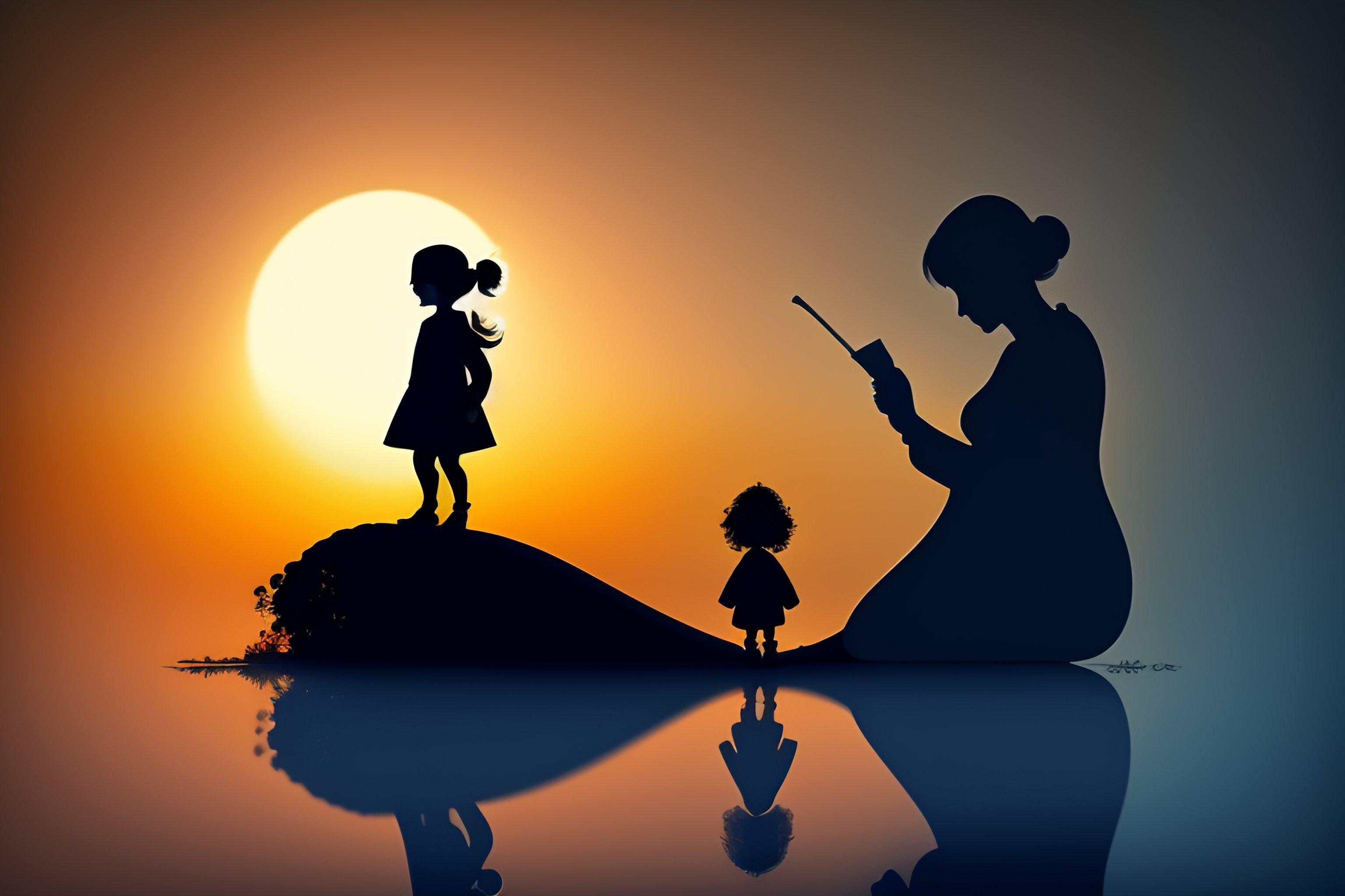 Lexica - Baby and mom,Silhouette,2D,basic